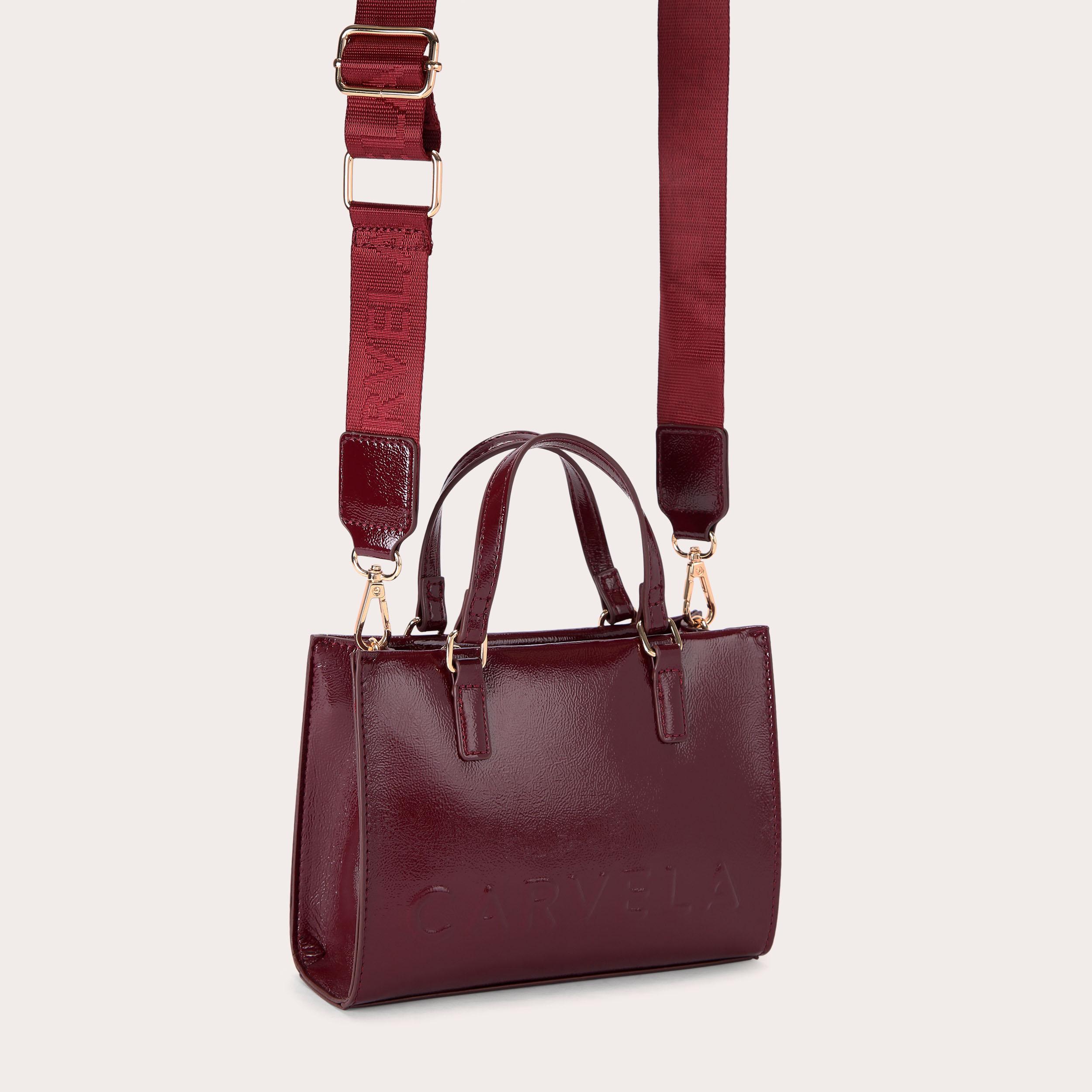 FRAME MINI TOTE Patent Dark Red Tote Bag by CARVELA