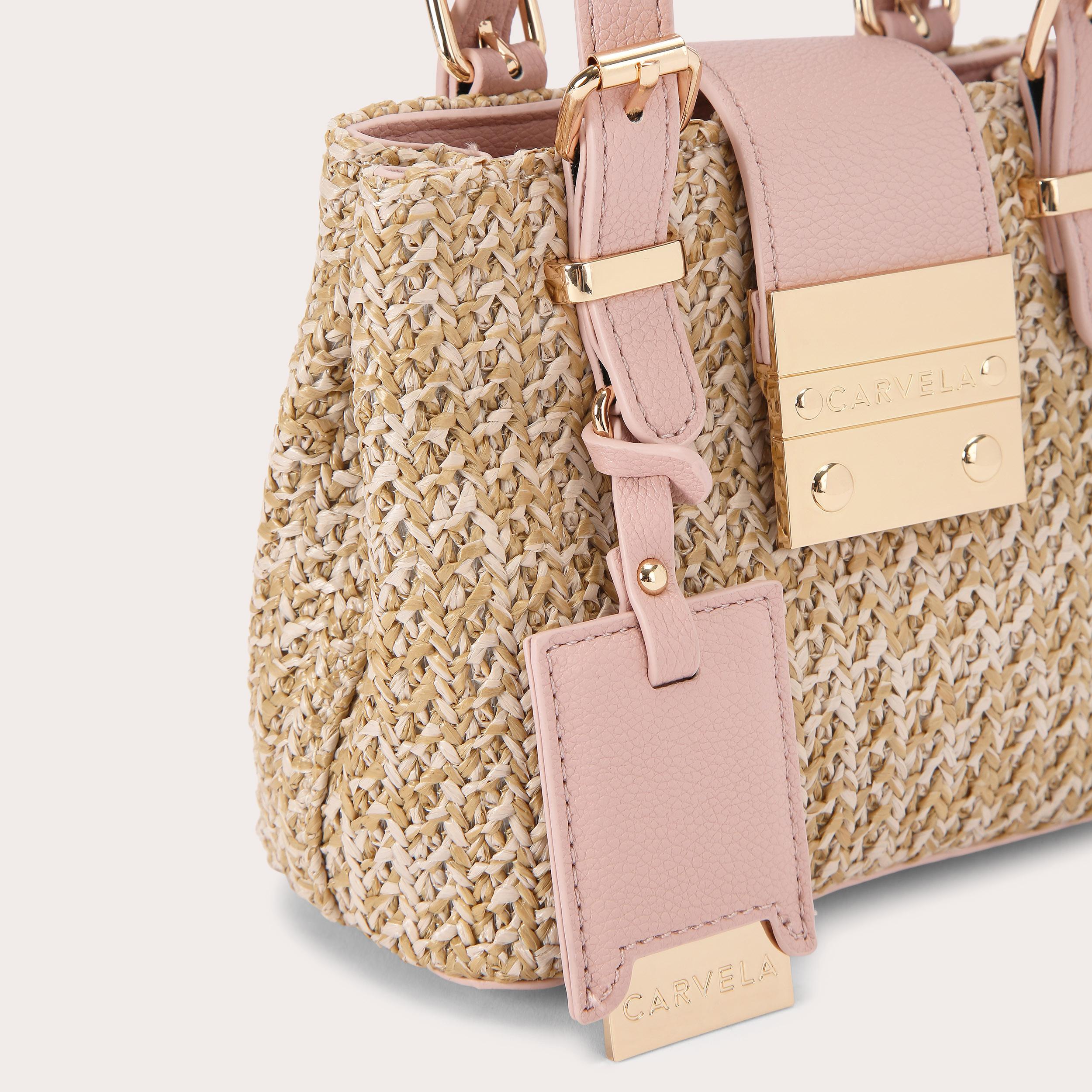 MINI MANDY Pink Raffia Cross Body Bag by CARVELA
