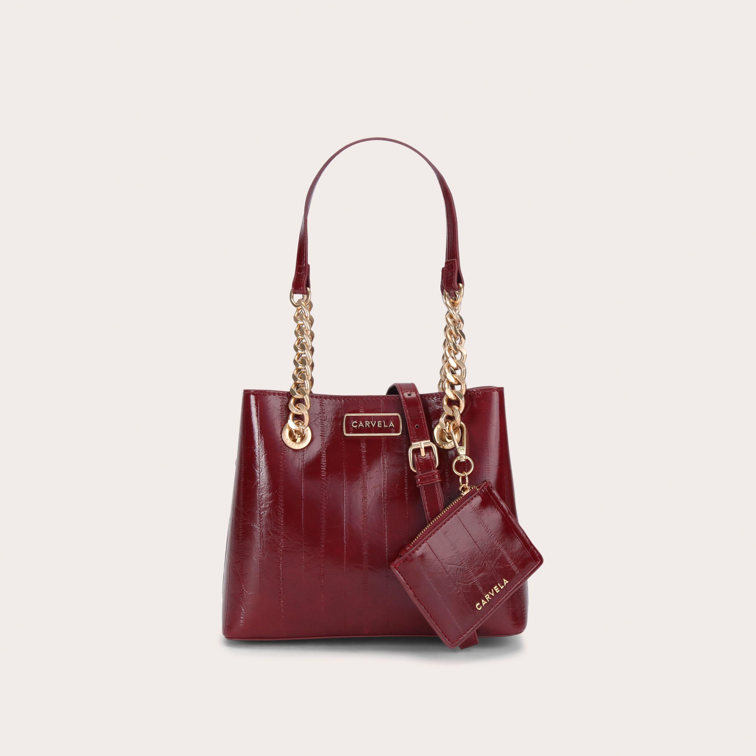 MINI CAMMIE 3 Red Croc Bucket Bag by CARVELA