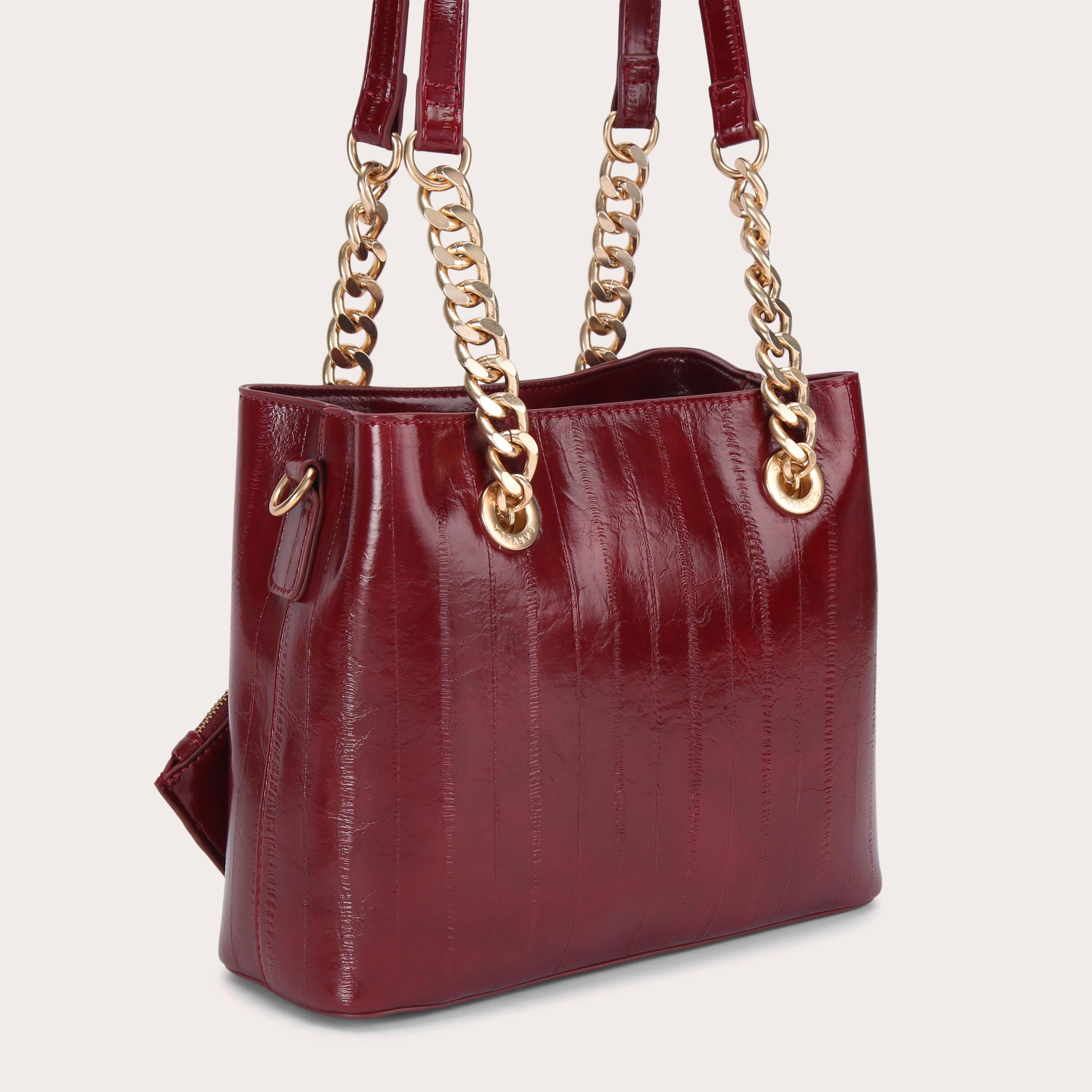 MINI CAMMIE 3 Red Croc Bucket Bag by CARVELA