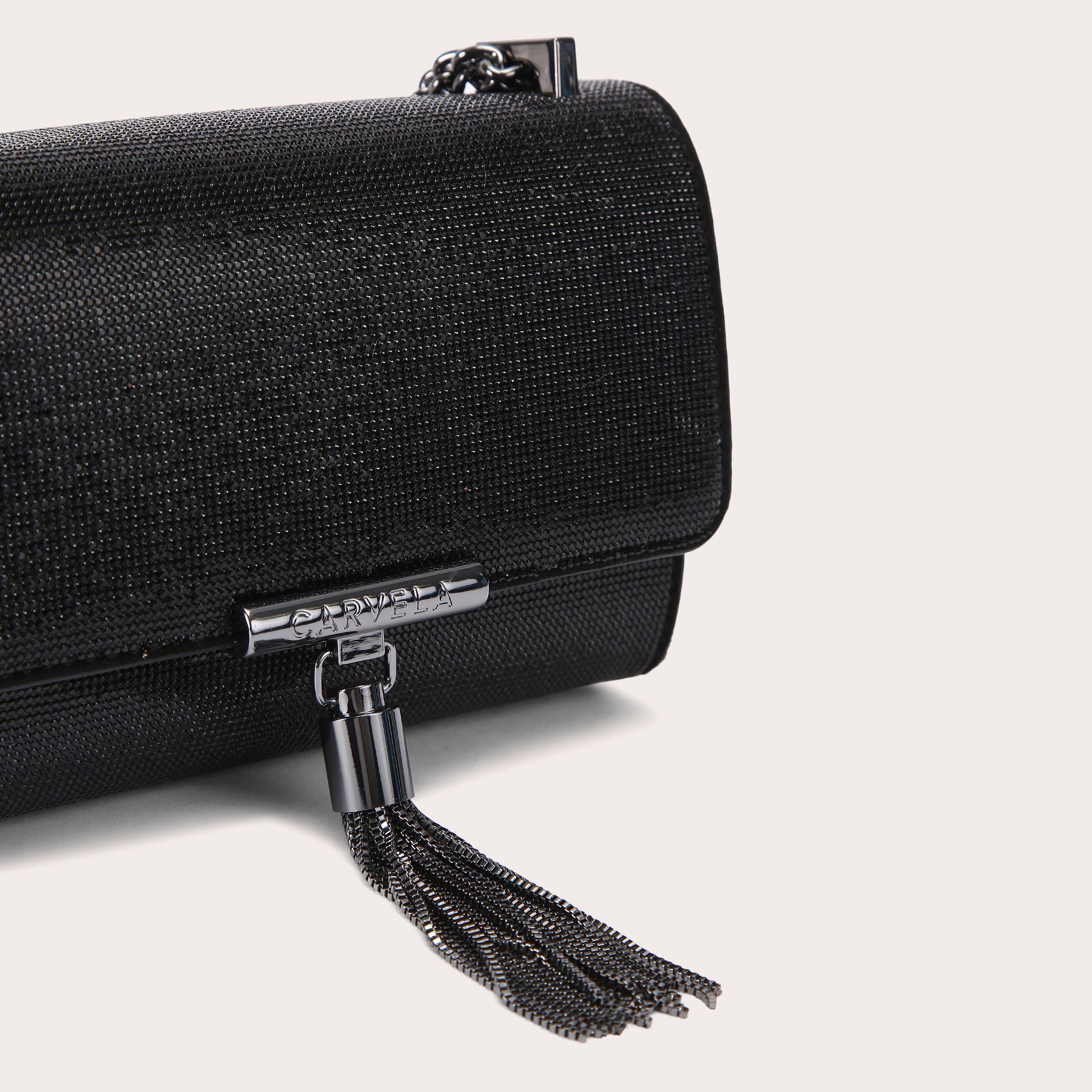 VICTORIA MINI TASSEL Black Tassel Cross Body Bag by CARVELA