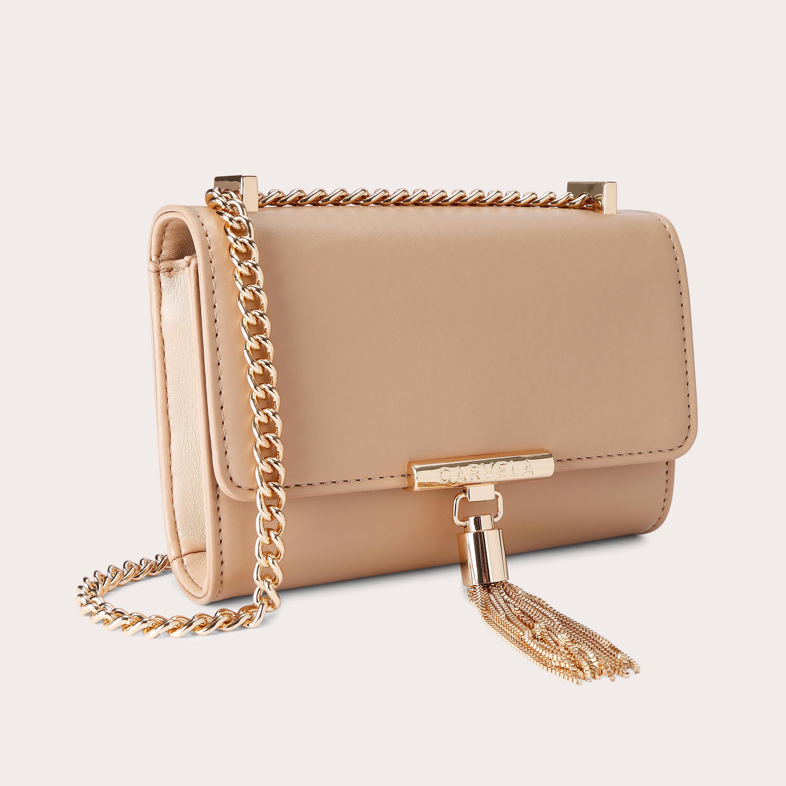 VICTORIA MINI TASSEL Mini Beige Bag by CARVELA