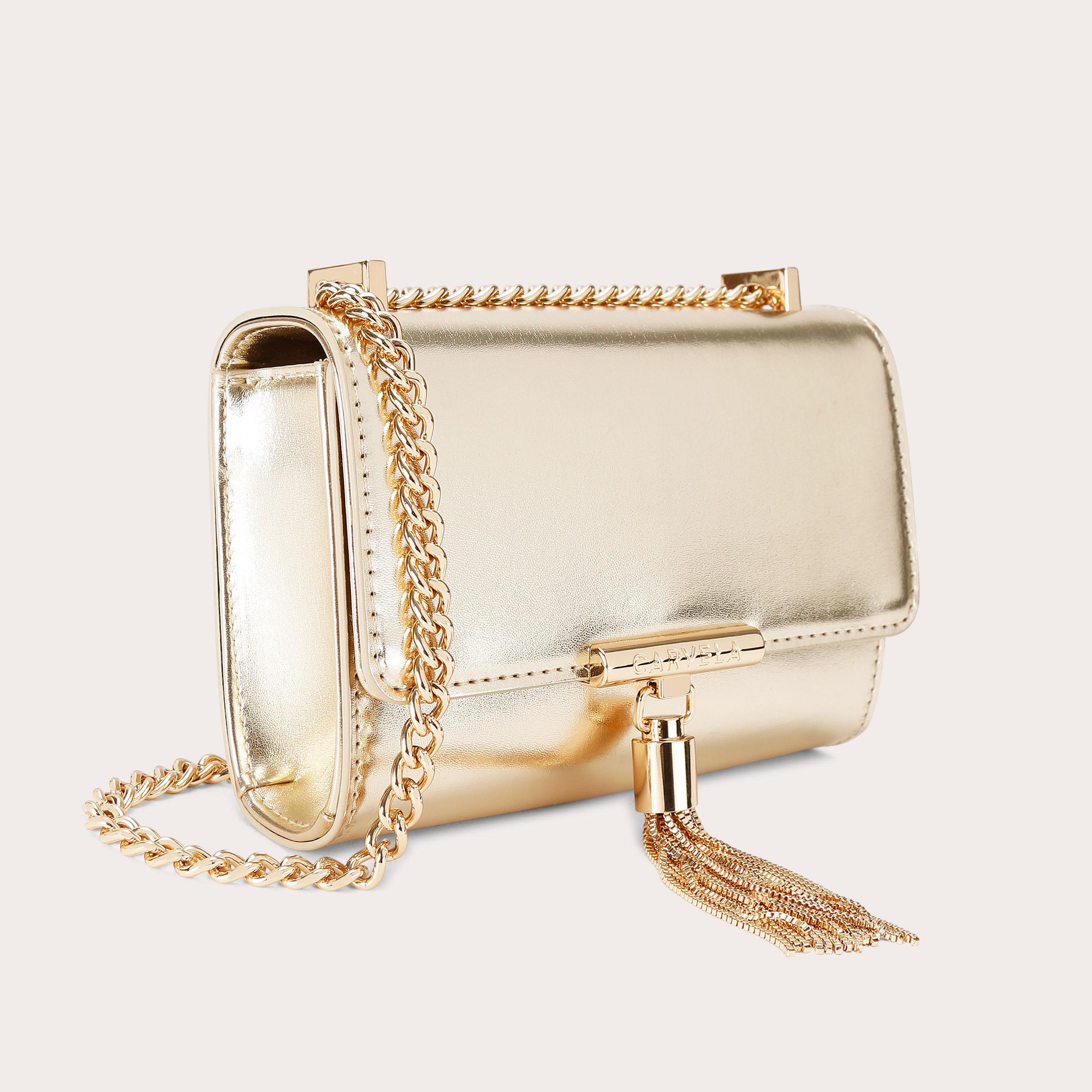 VICTORIA MINI TASSEL Gold Mini Bag by CARVELA