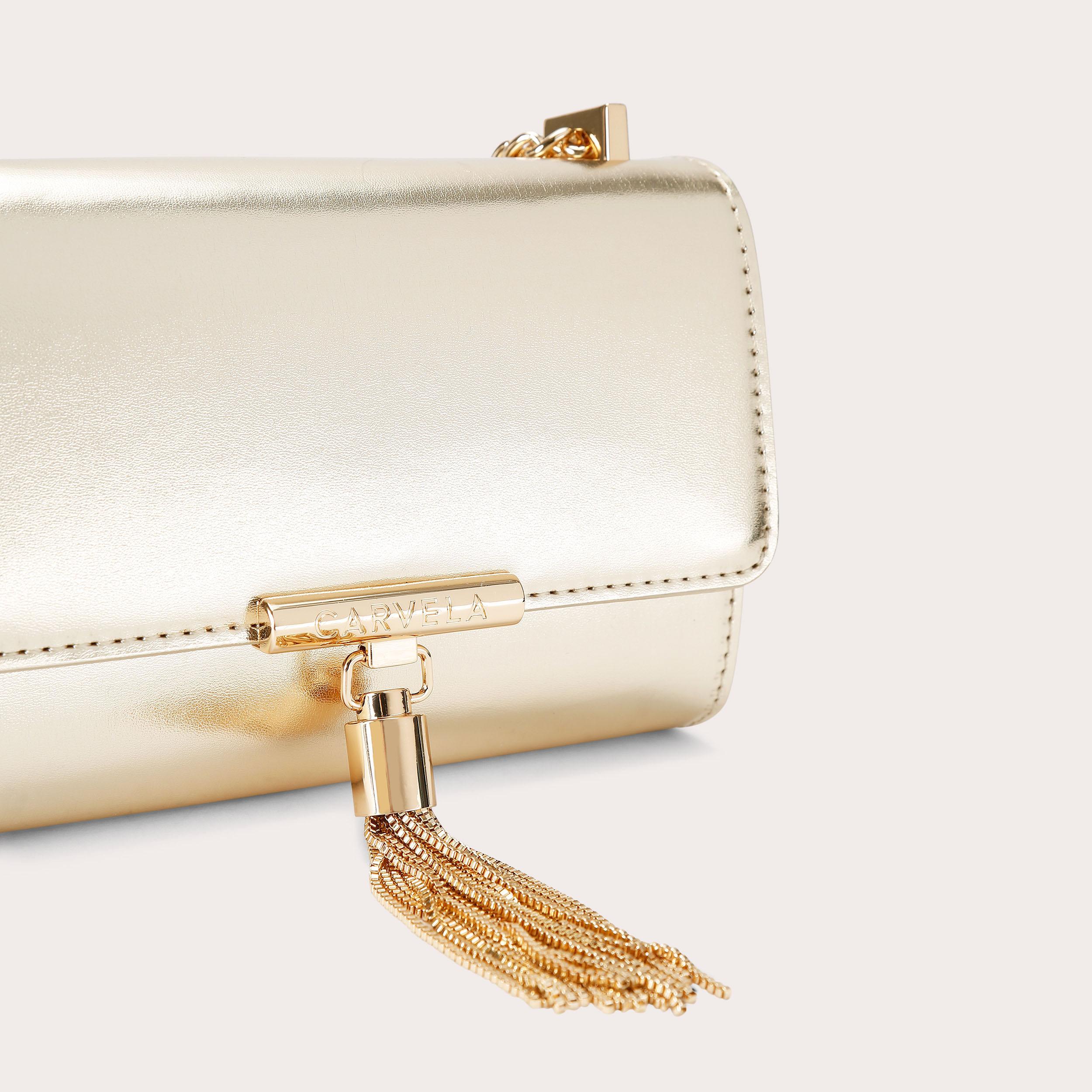 VICTORIA MINI TASSEL Gold Mini Bag by CARVELA