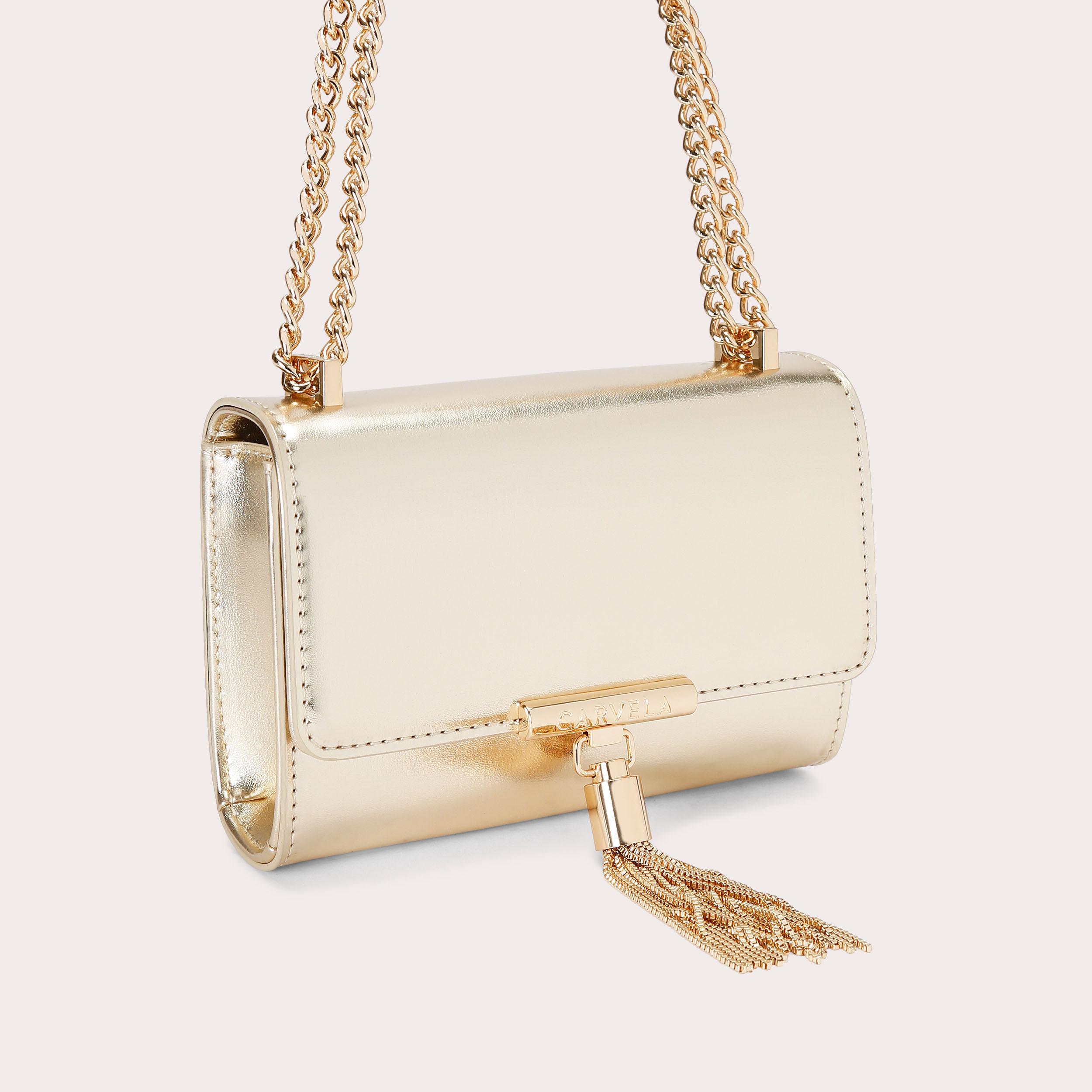 VICTORIA MINI TASSEL Gold Mini Bag by CARVELA