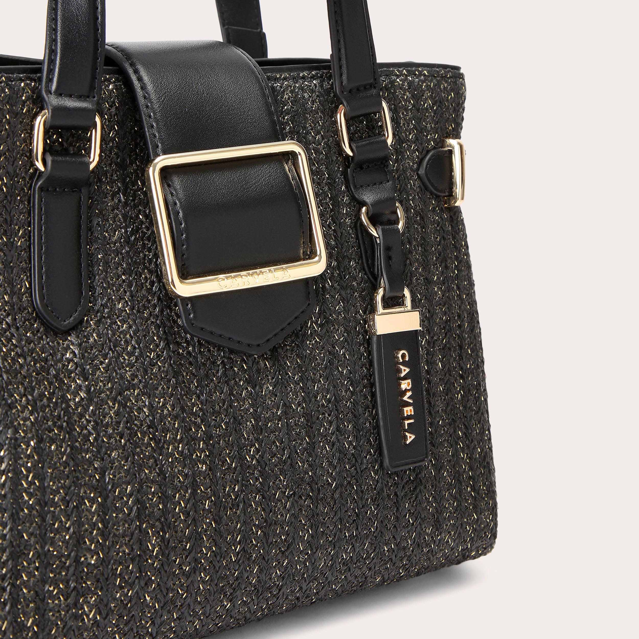 MIRCO MINDY Micro Black Gold Tote Bag by CARVELA