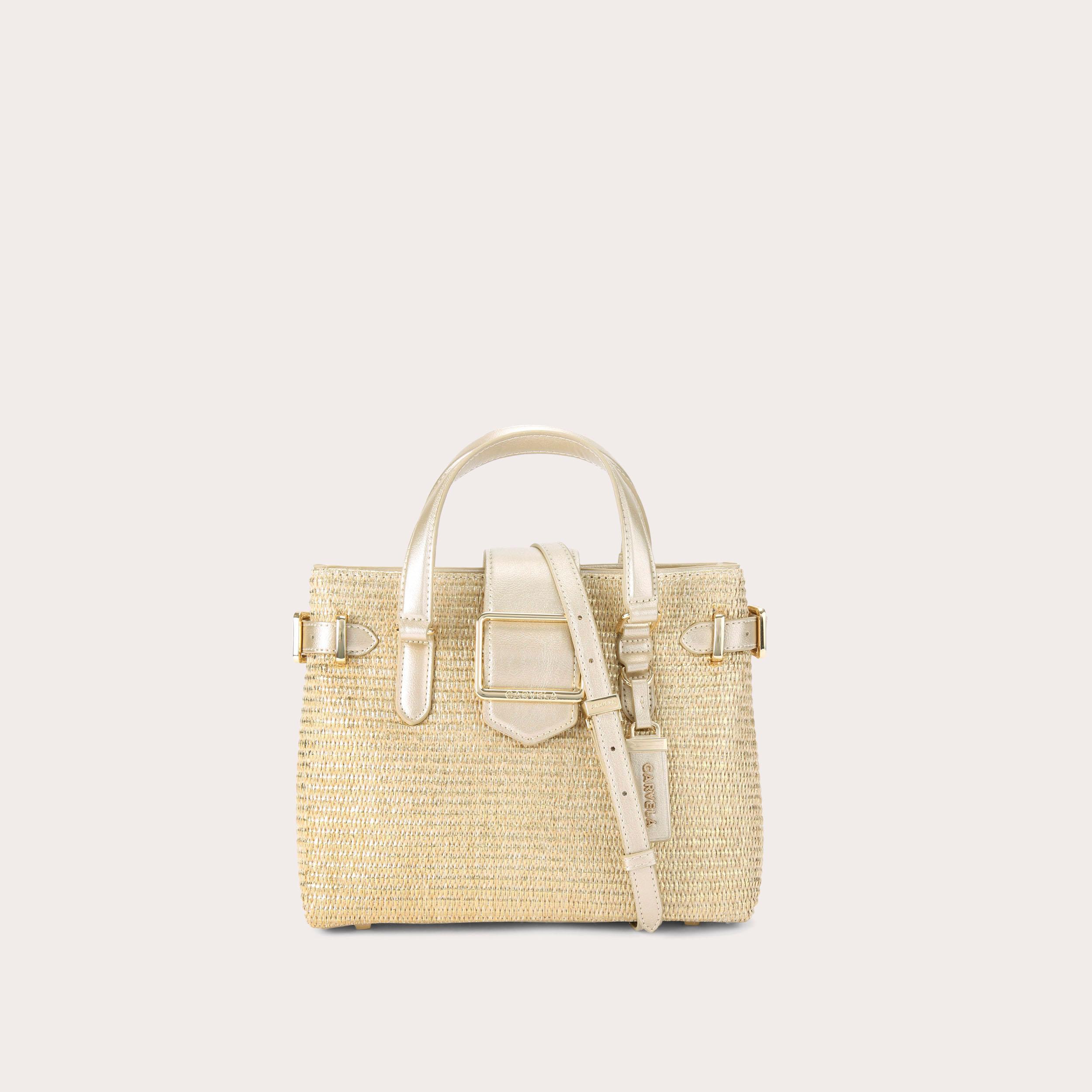 MIRCO MINDY Gold Raffia Tote Bag by CARVELA