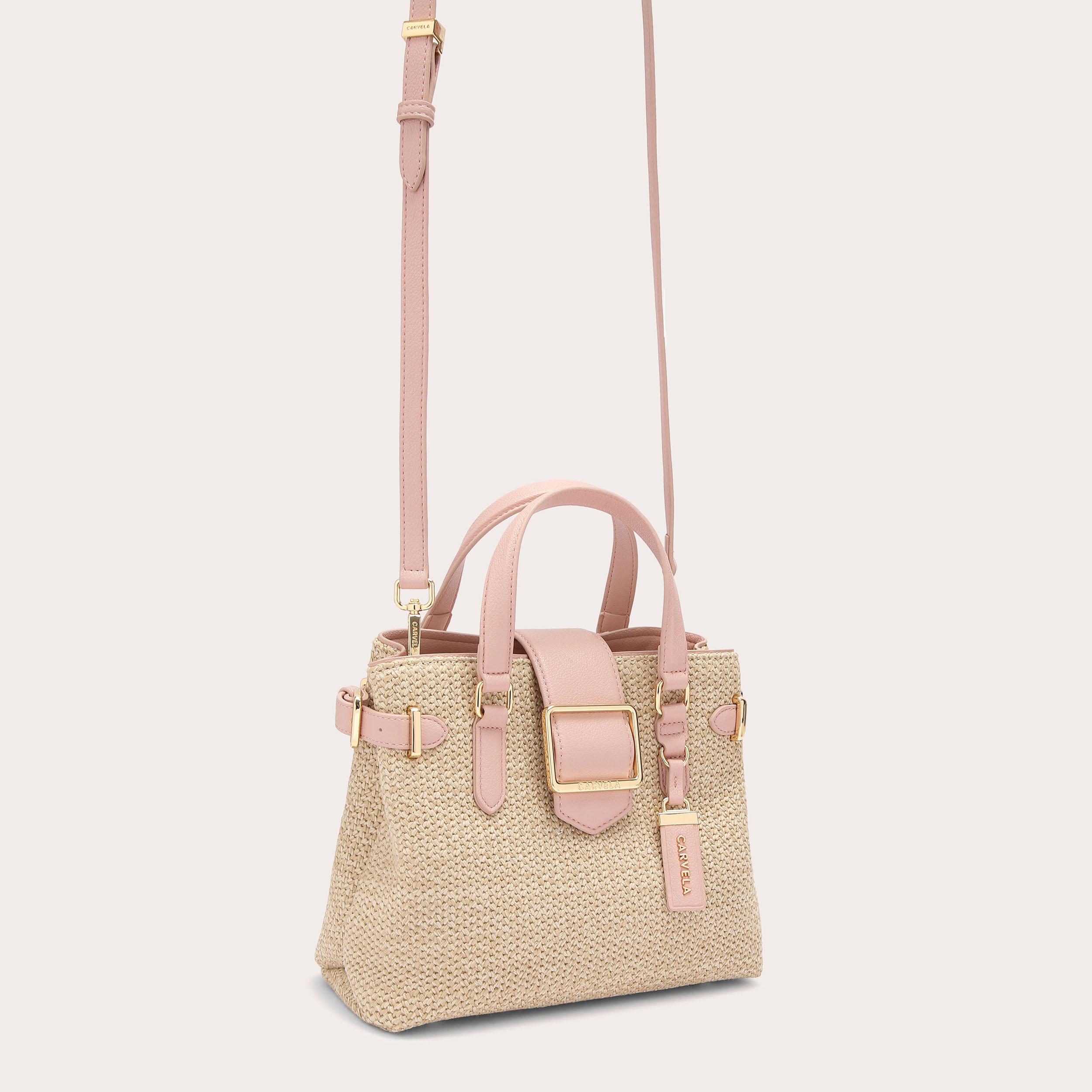 MIRCO MINDY Micro Pink Raffia Tote Bag by CARVELA