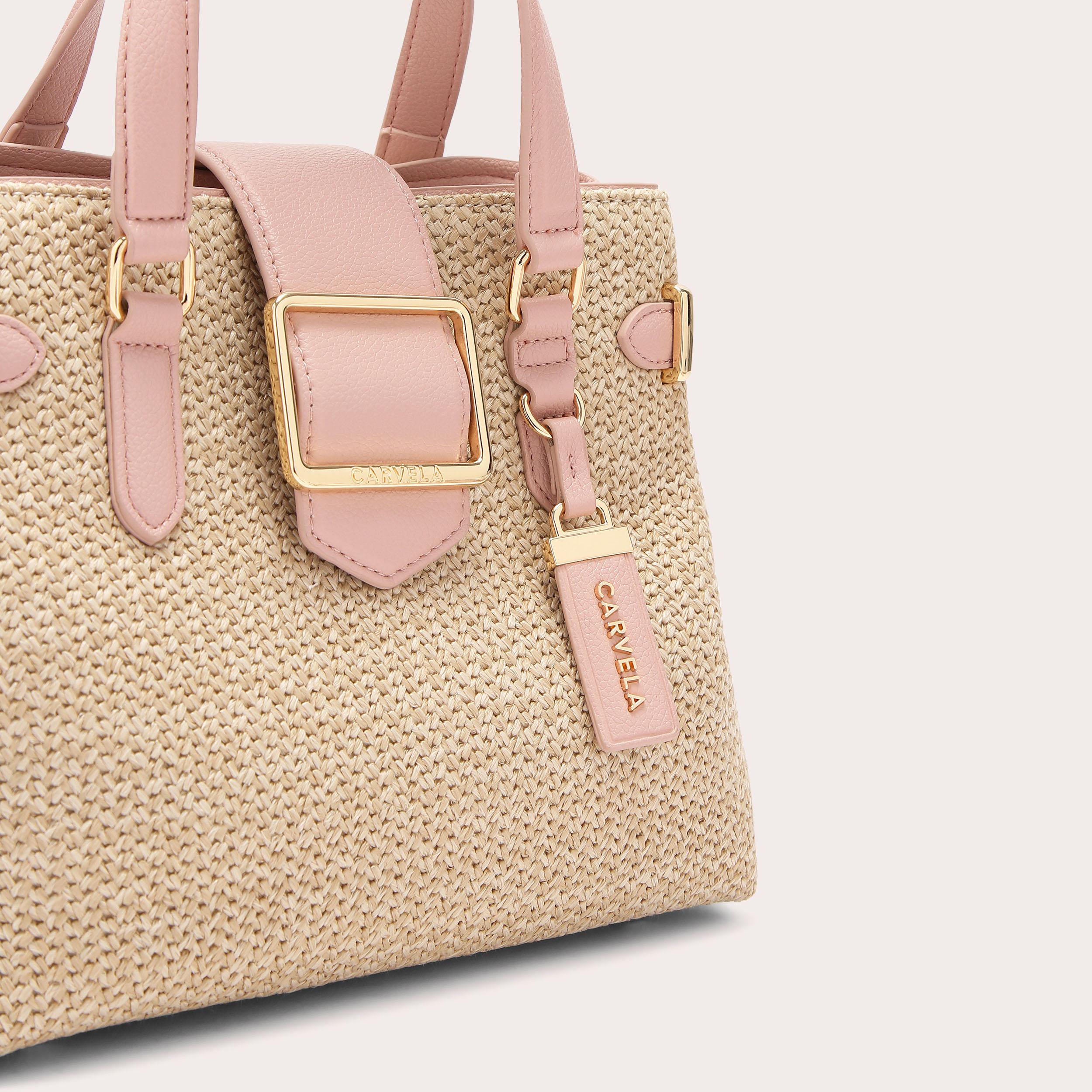 MIRCO MINDY Micro Pink Raffia Tote Bag by CARVELA