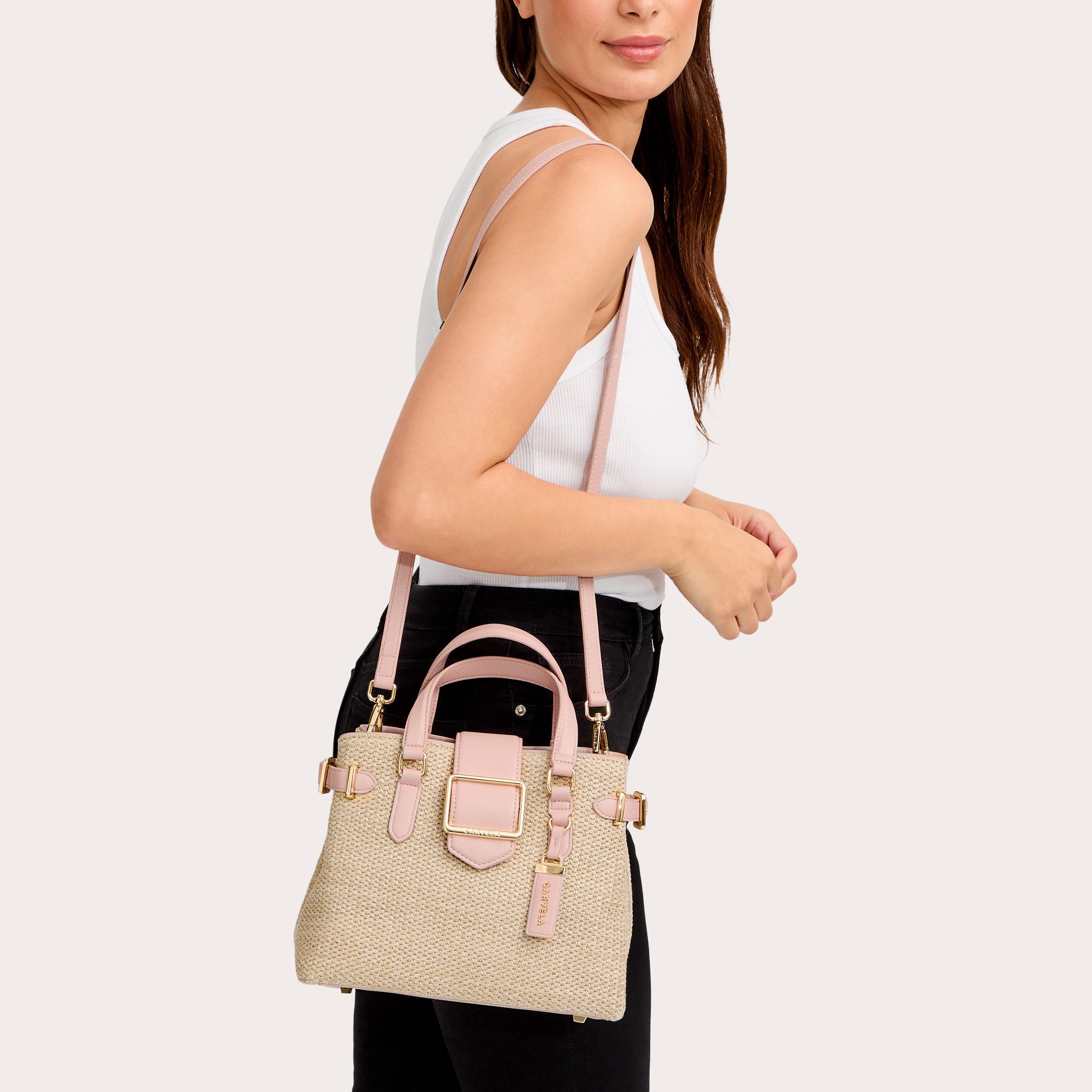 MIRCO MINDY Micro Pink Raffia Tote Bag by CARVELA