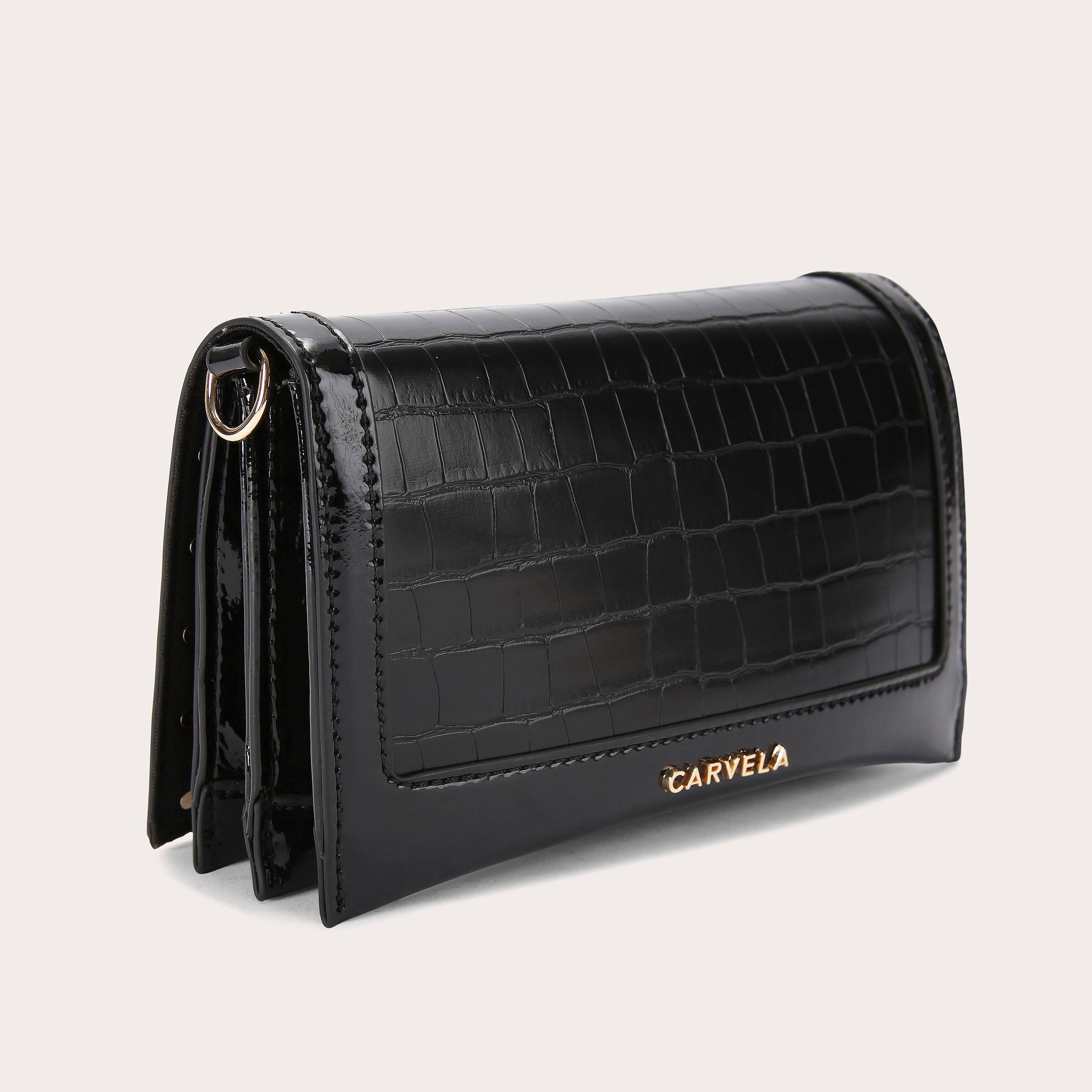 STUDDED CROSSBODY Black Embossed Cross Body by CARVELA