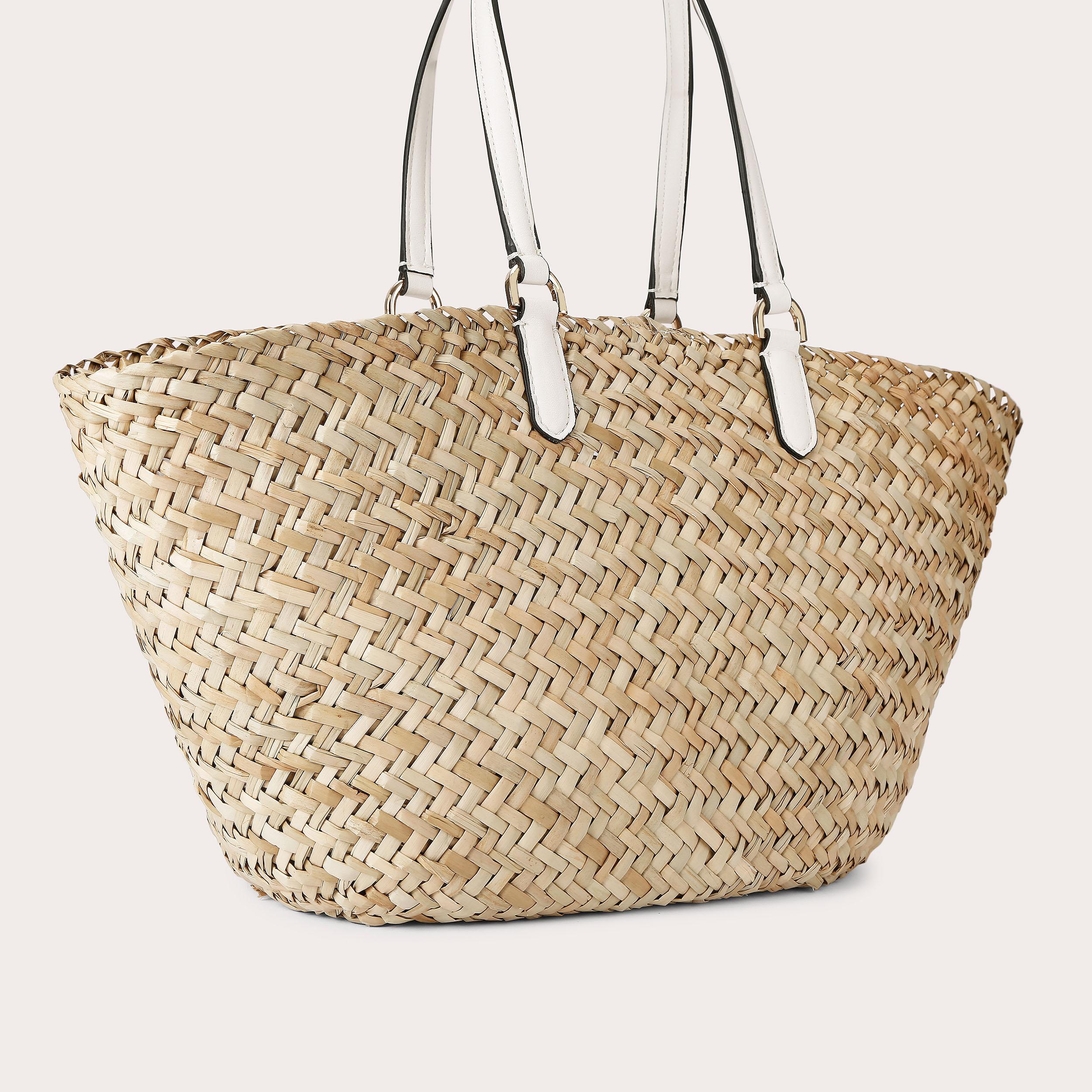 STRAW BASKET BAG Woven Basket Bag by CARVELA