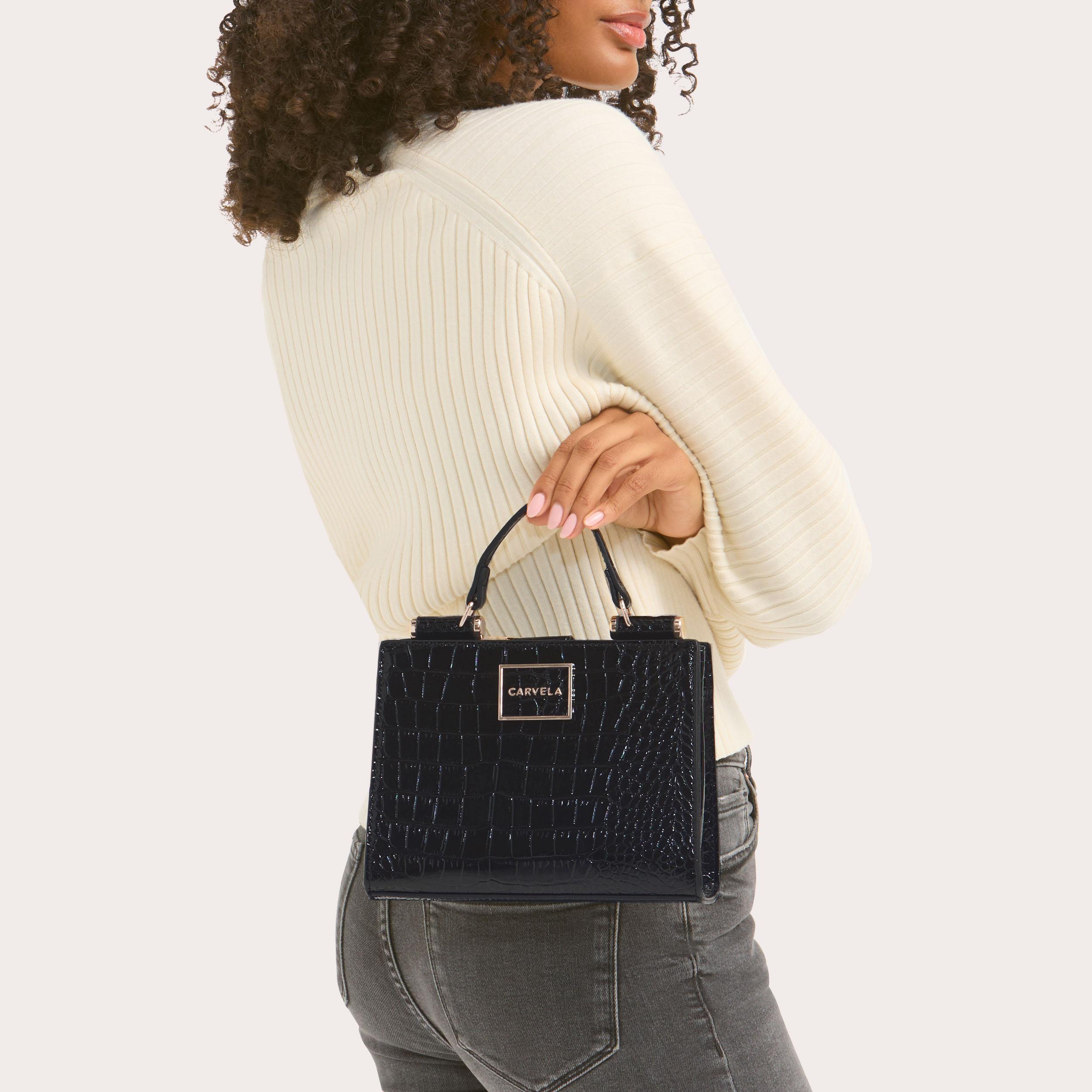 JESSICA MINI TOTE 2 Black Croc Tote Bag by CARVELA