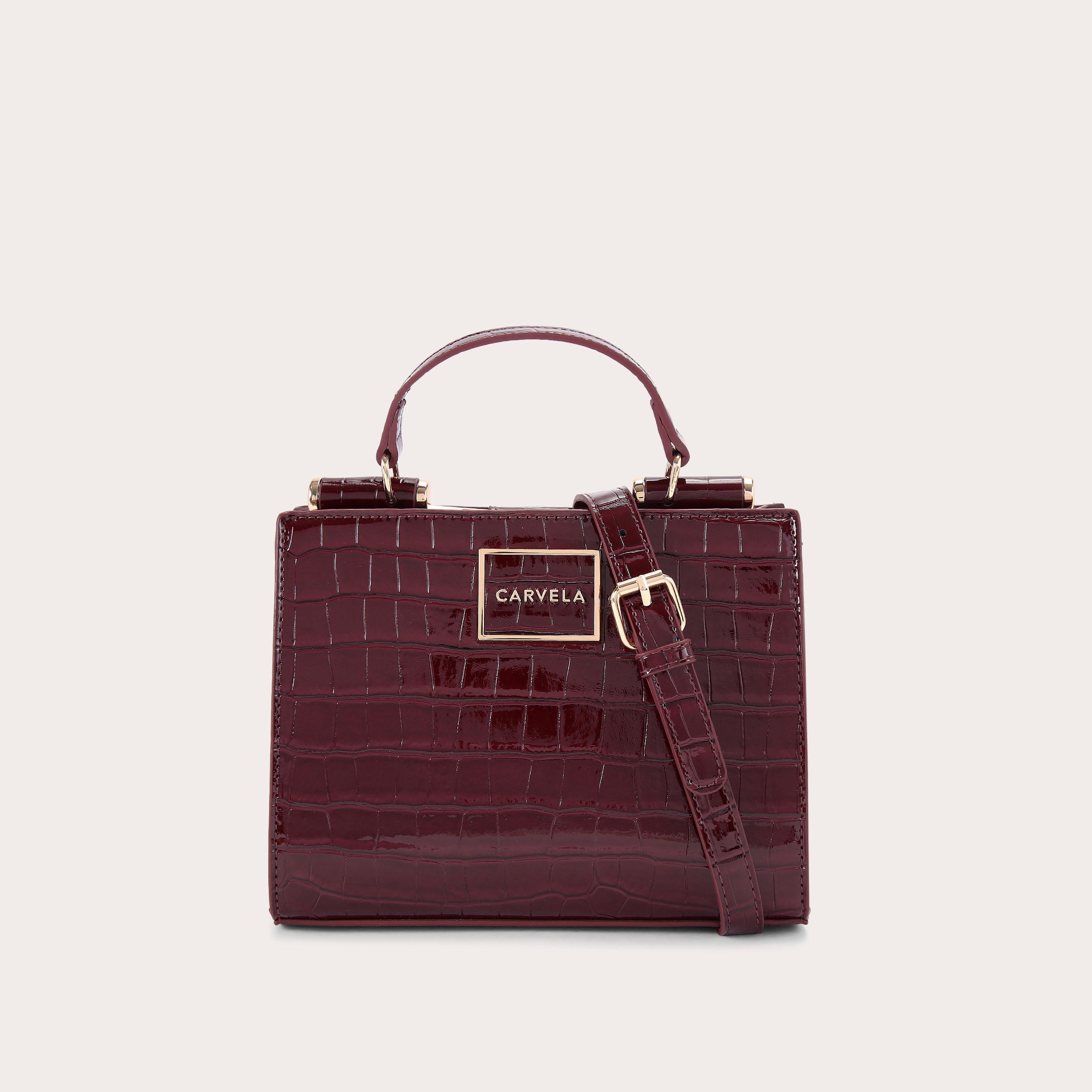 JESSICA MINI TOTE 2 Dark Red Croc Embossed Tote Bag by CARVELA