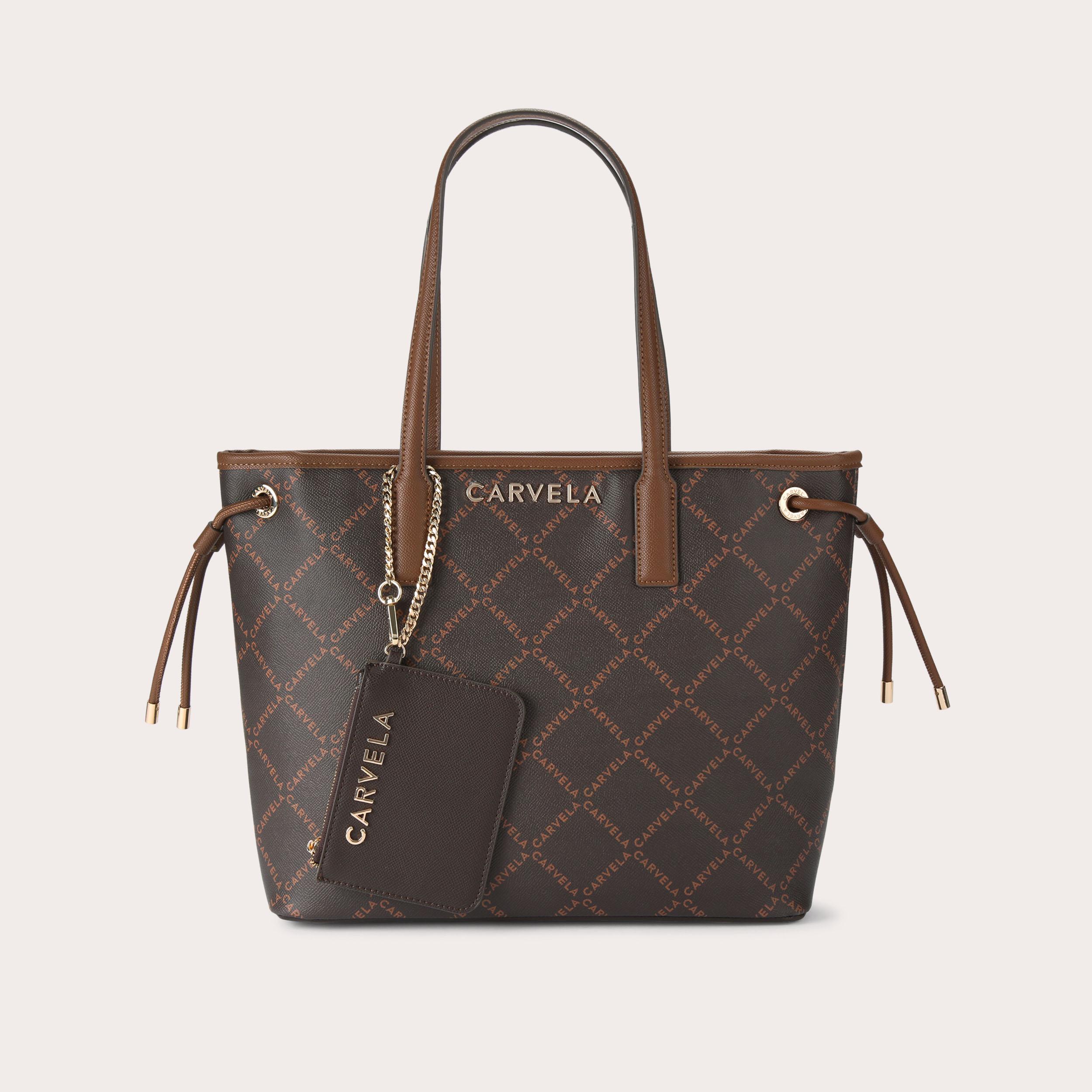 VIENNA MONOGRAM TOTE Brown Monogram Shoulder Bag by CARVELA