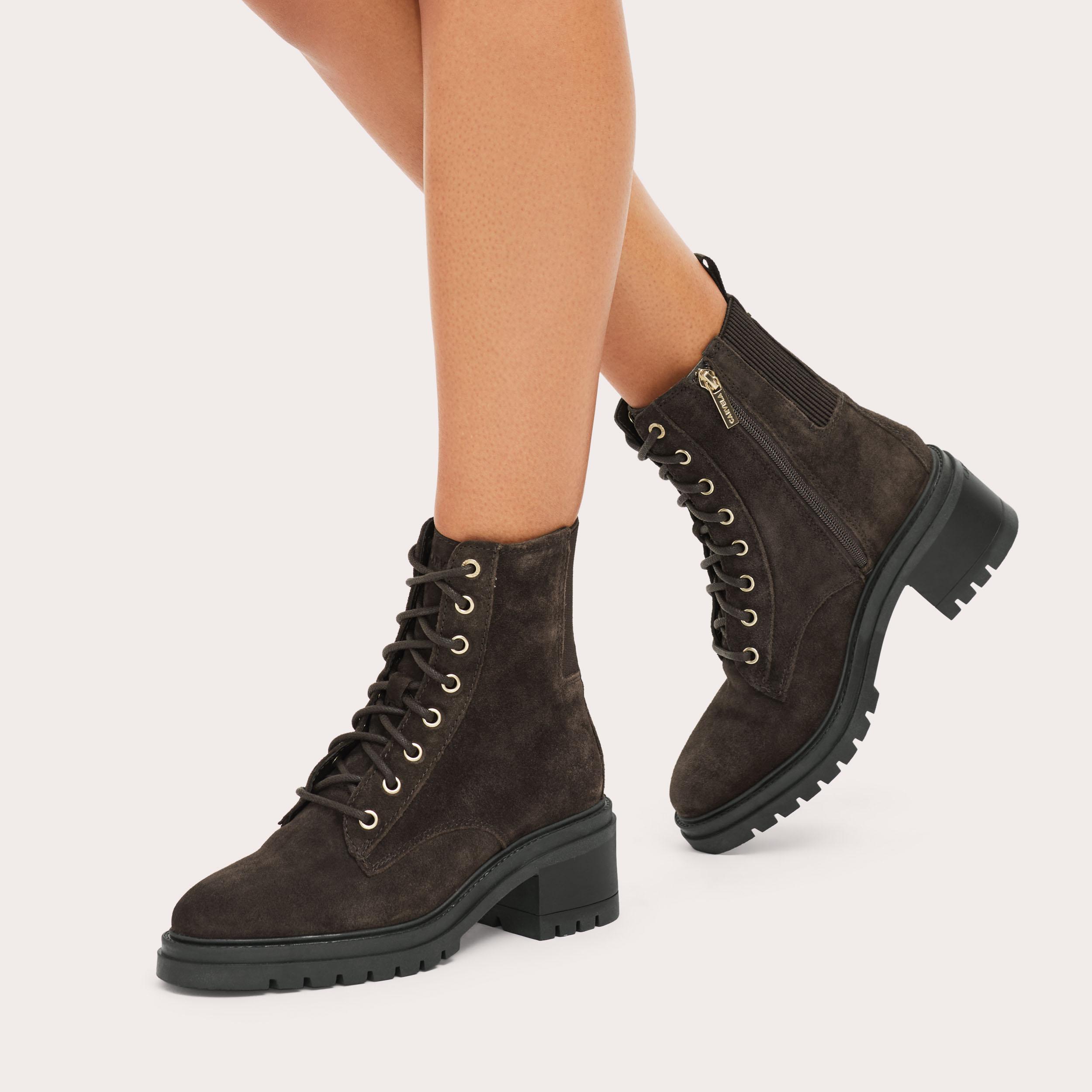 CHAMPION LACE UP Brown Suede Lace Up Boot by CARVELA