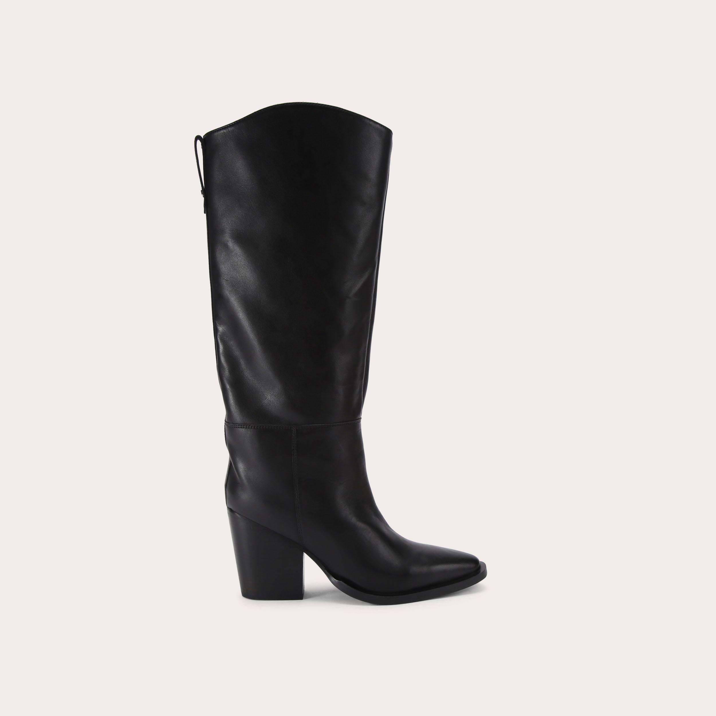 REIGN Black Leather Knee Boot by CARVELA
