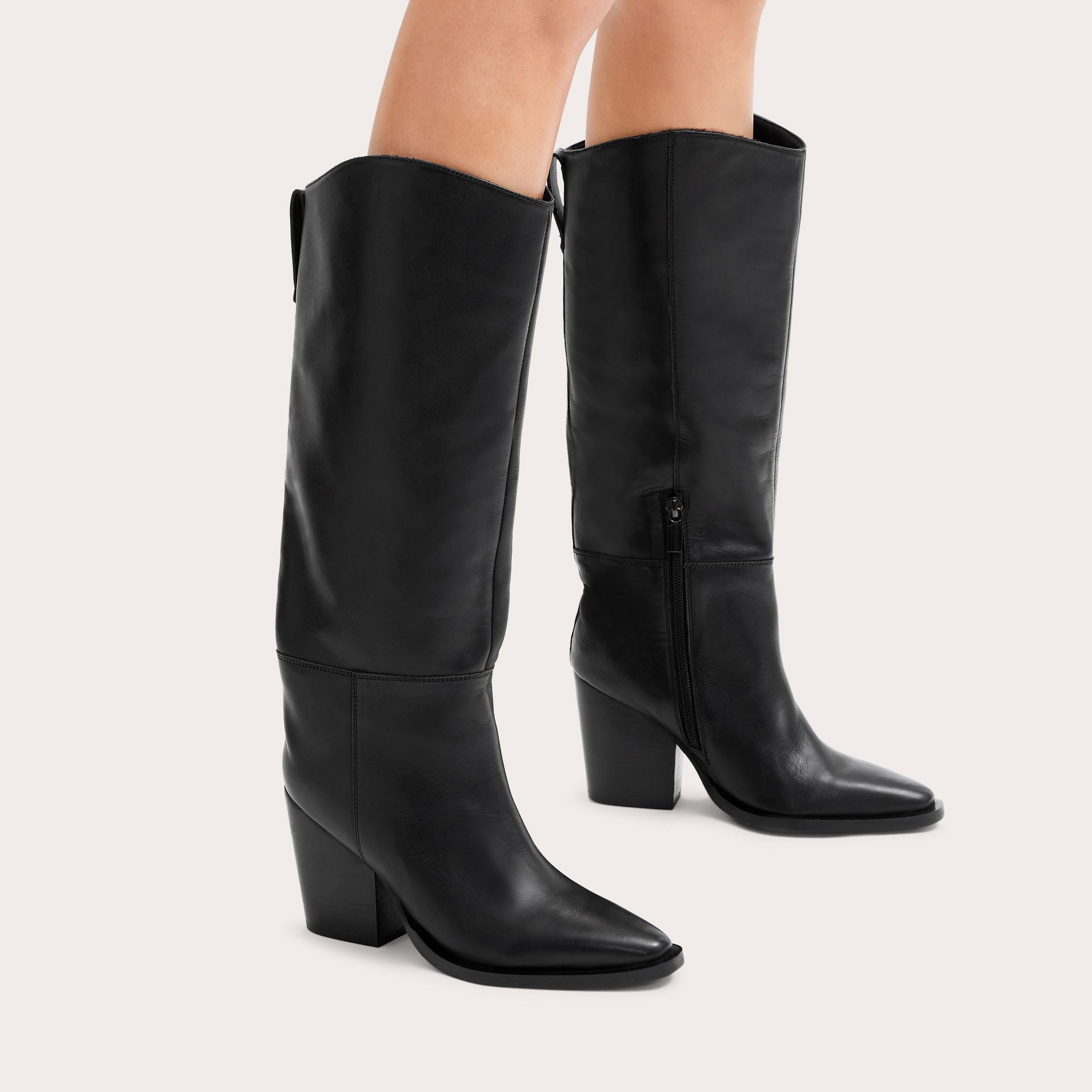 REIGN Black Leather Knee Boot by CARVELA