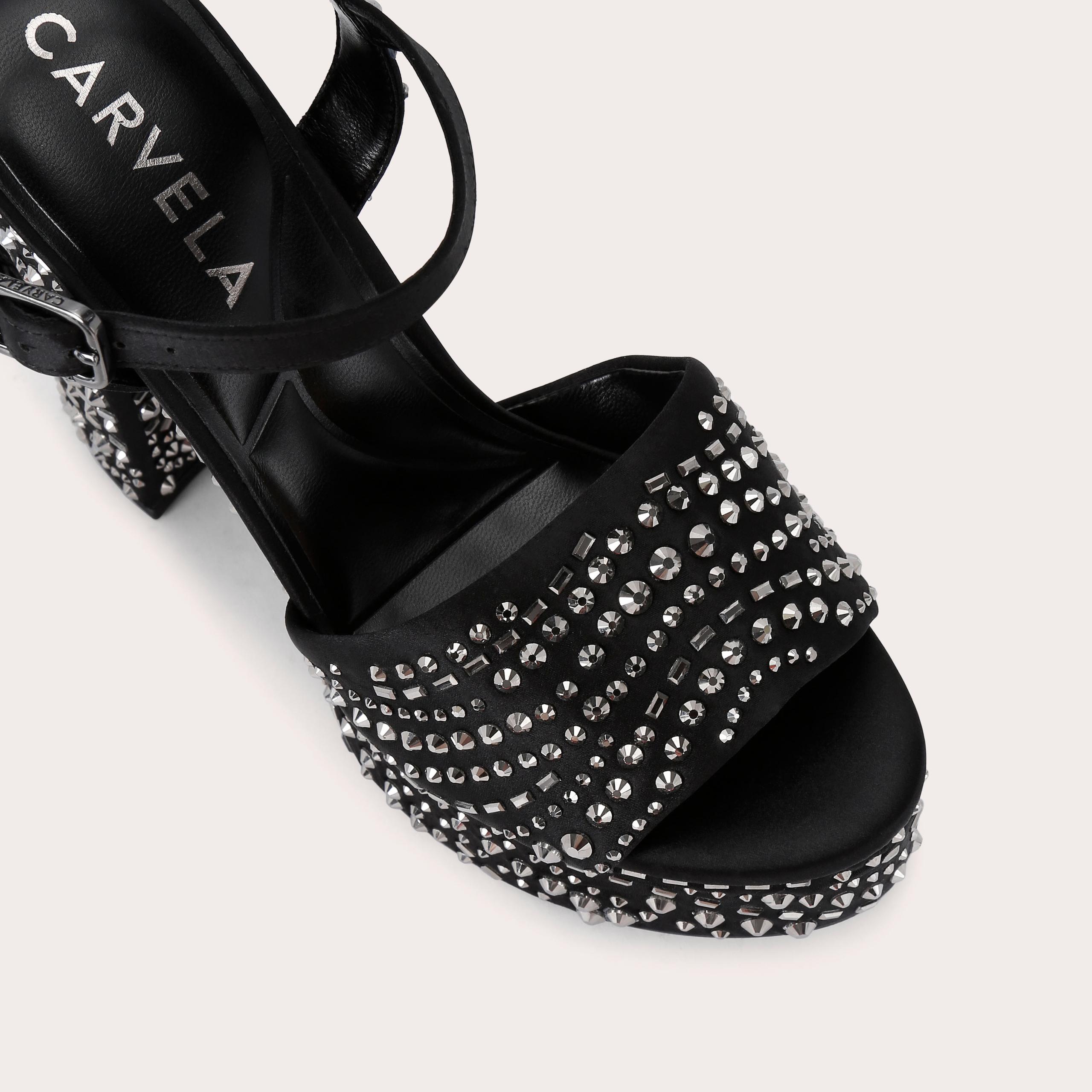 SKY HIGH Black Crystal Platform Heel by CARVELA