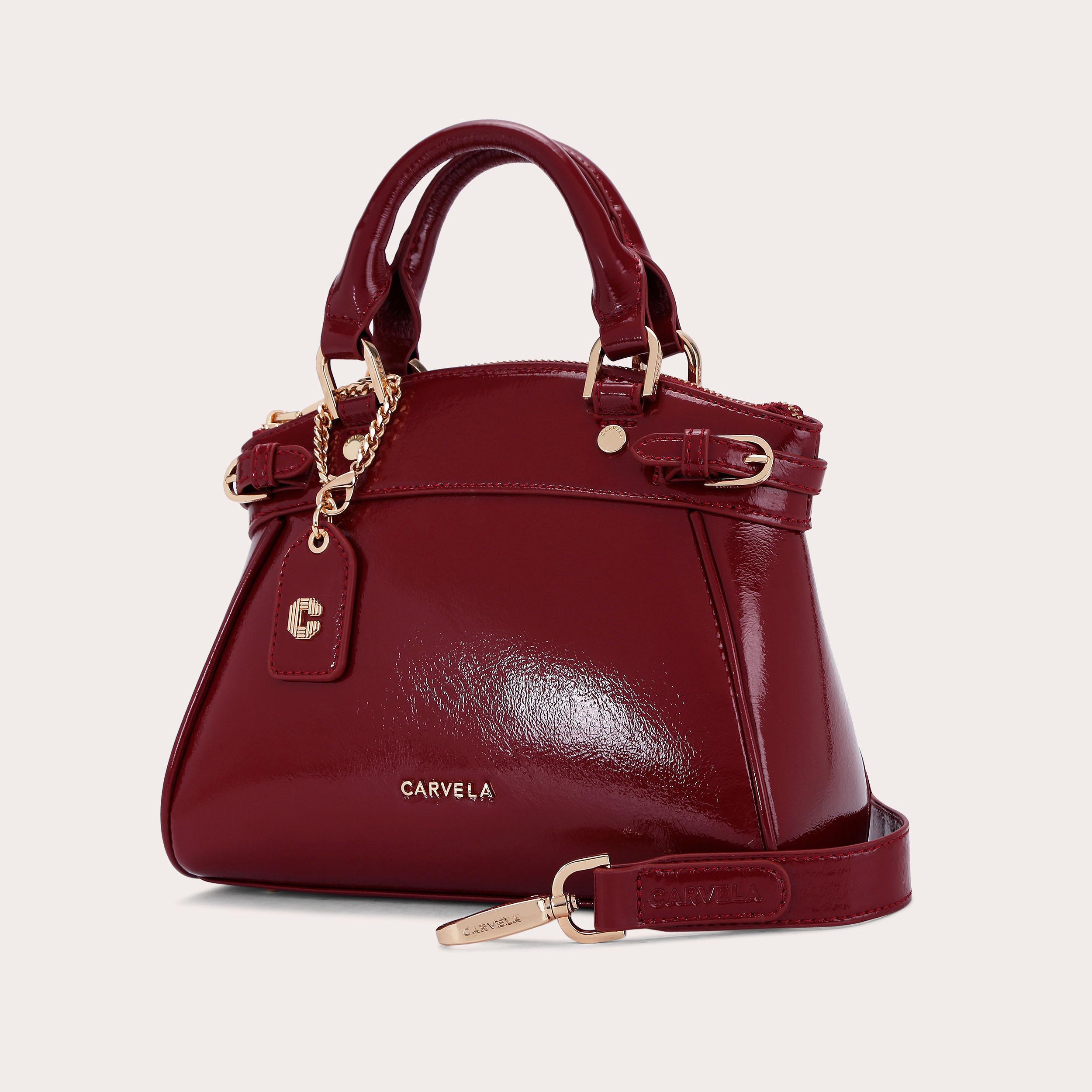 MINI VALENTINA TOTE Wine Patent Tote Bag by CARVELA