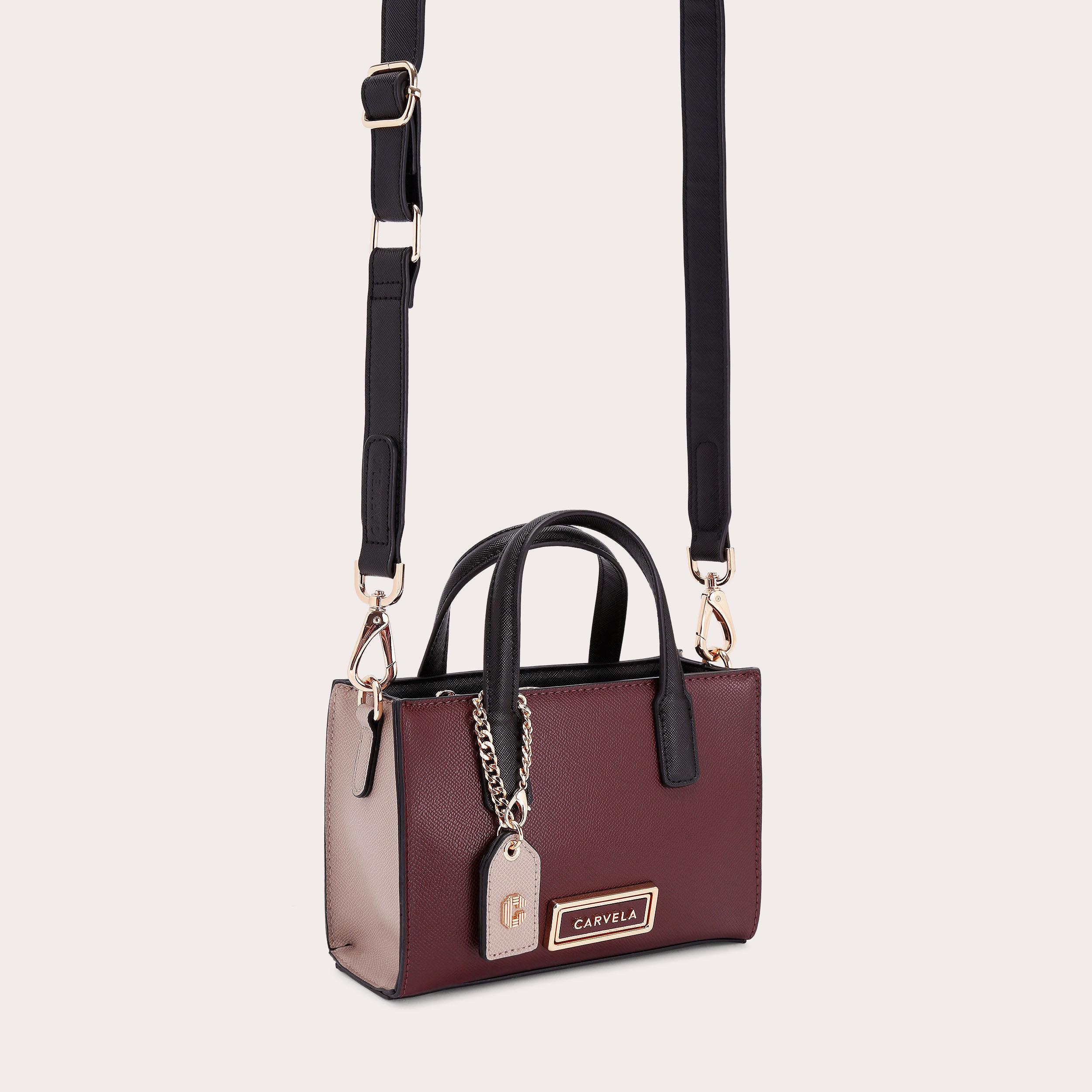 ROMA CROSSBODY Maroon Grained Tote Bag by CARVELA