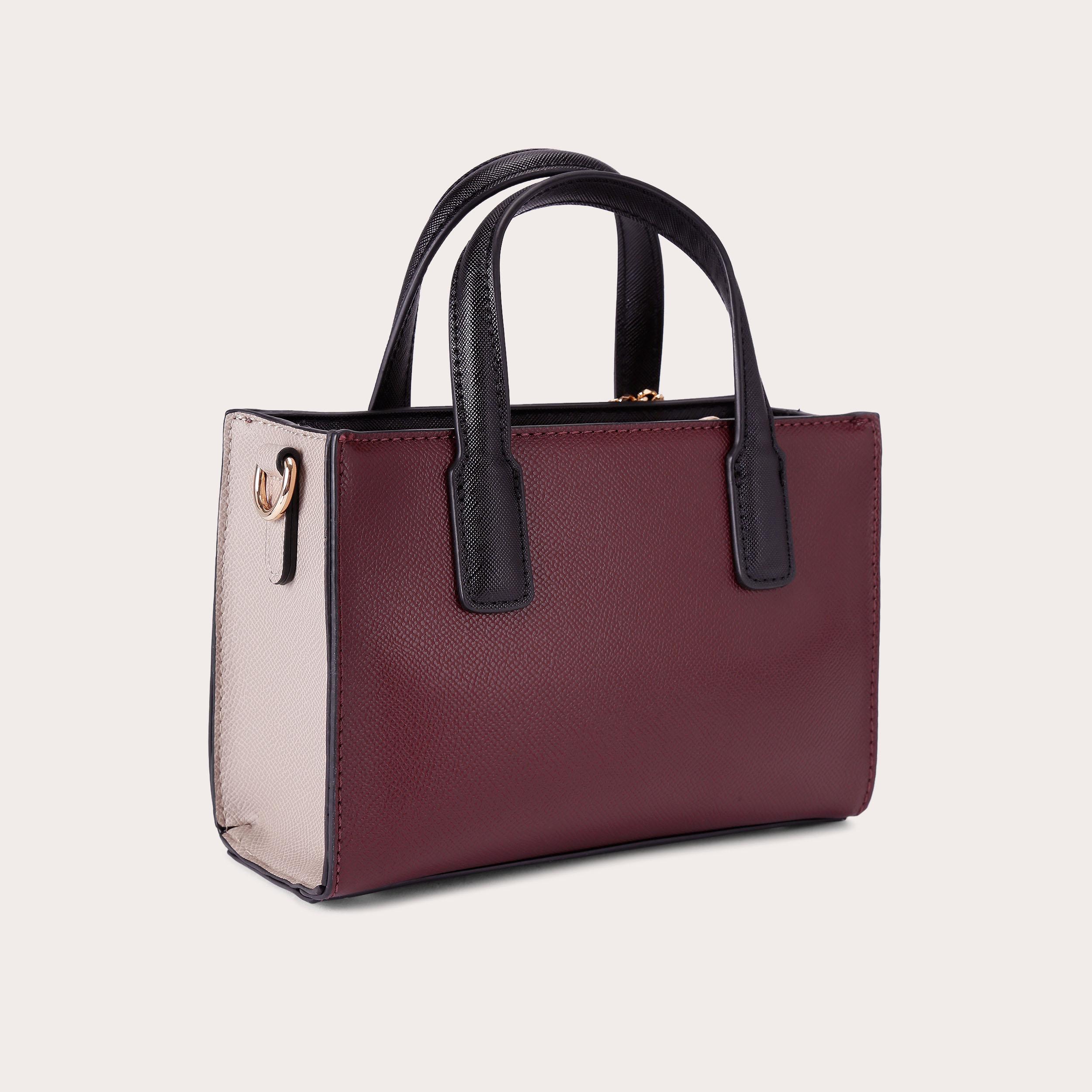 ROMA CROSSBODY Maroon Grained Tote Bag by CARVELA