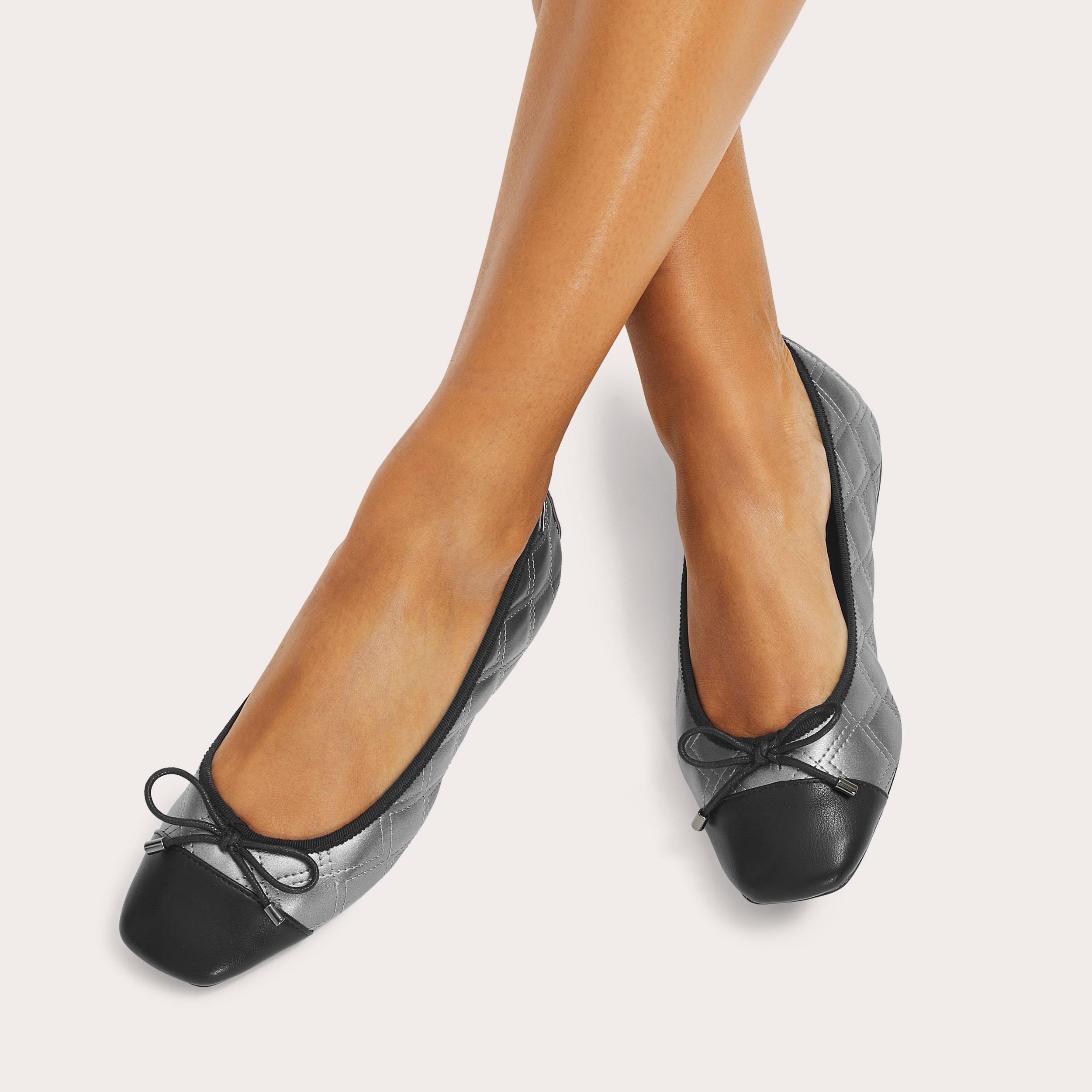 PRIMA BALLET Silver Quilted Slip On Flat by CARVELA