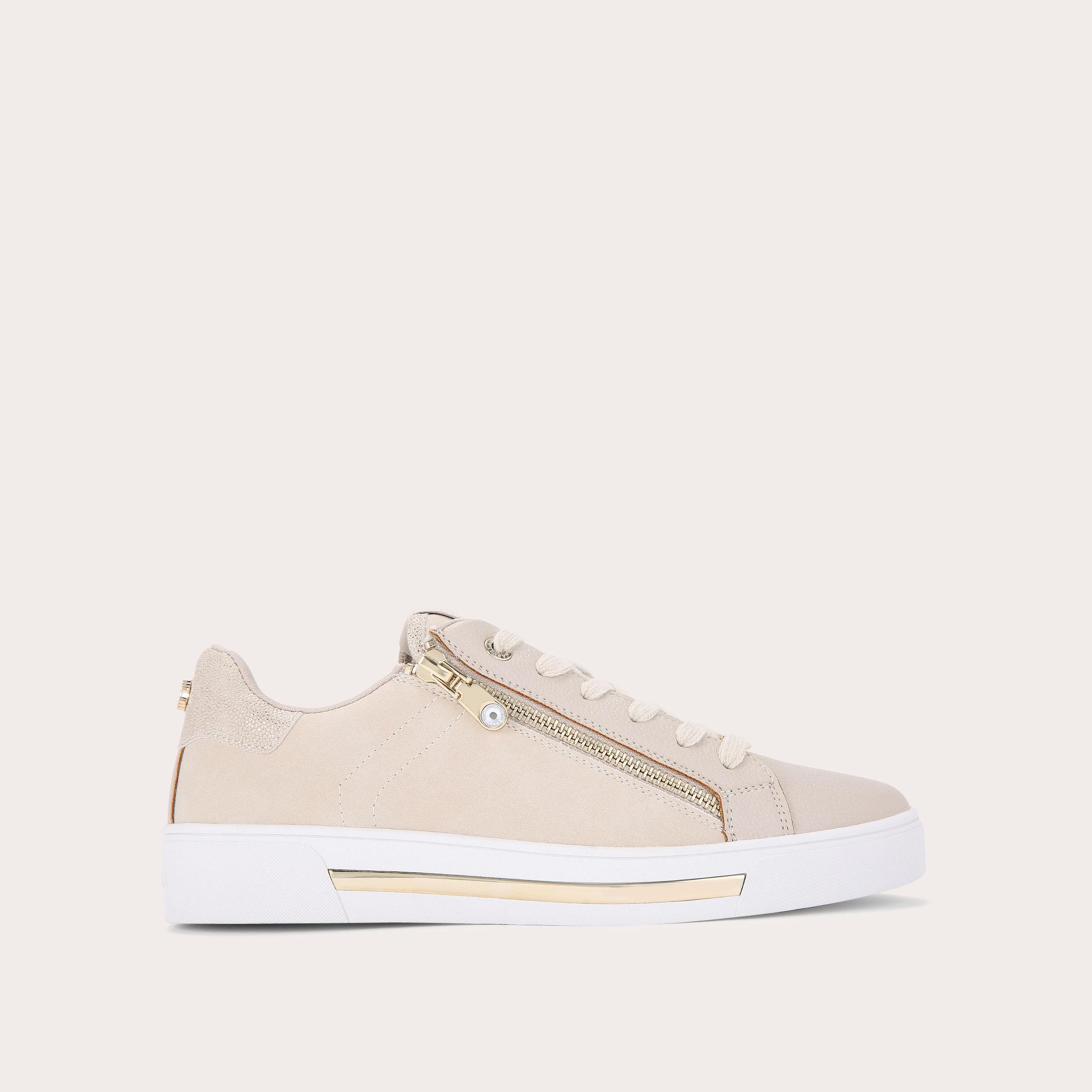 DIAMOND ZIP Beige Zip Up Trainer by CARVELA