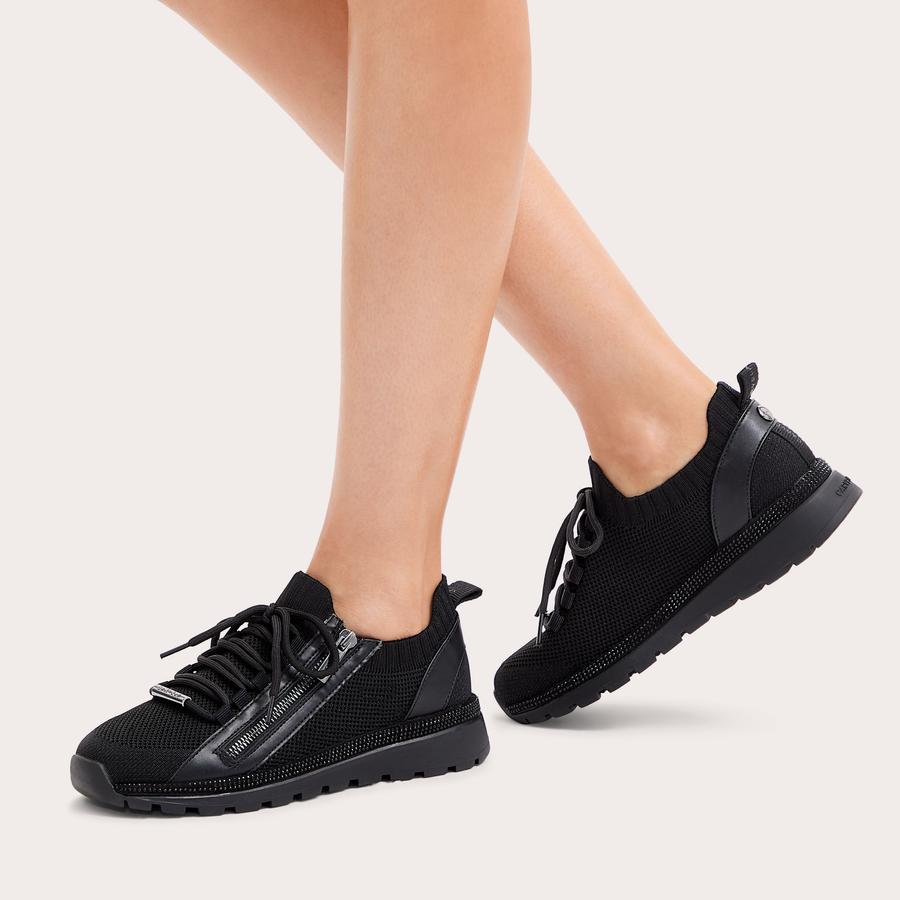 PACE ZIP KNIT Black Fabric Trainer by CARVELA