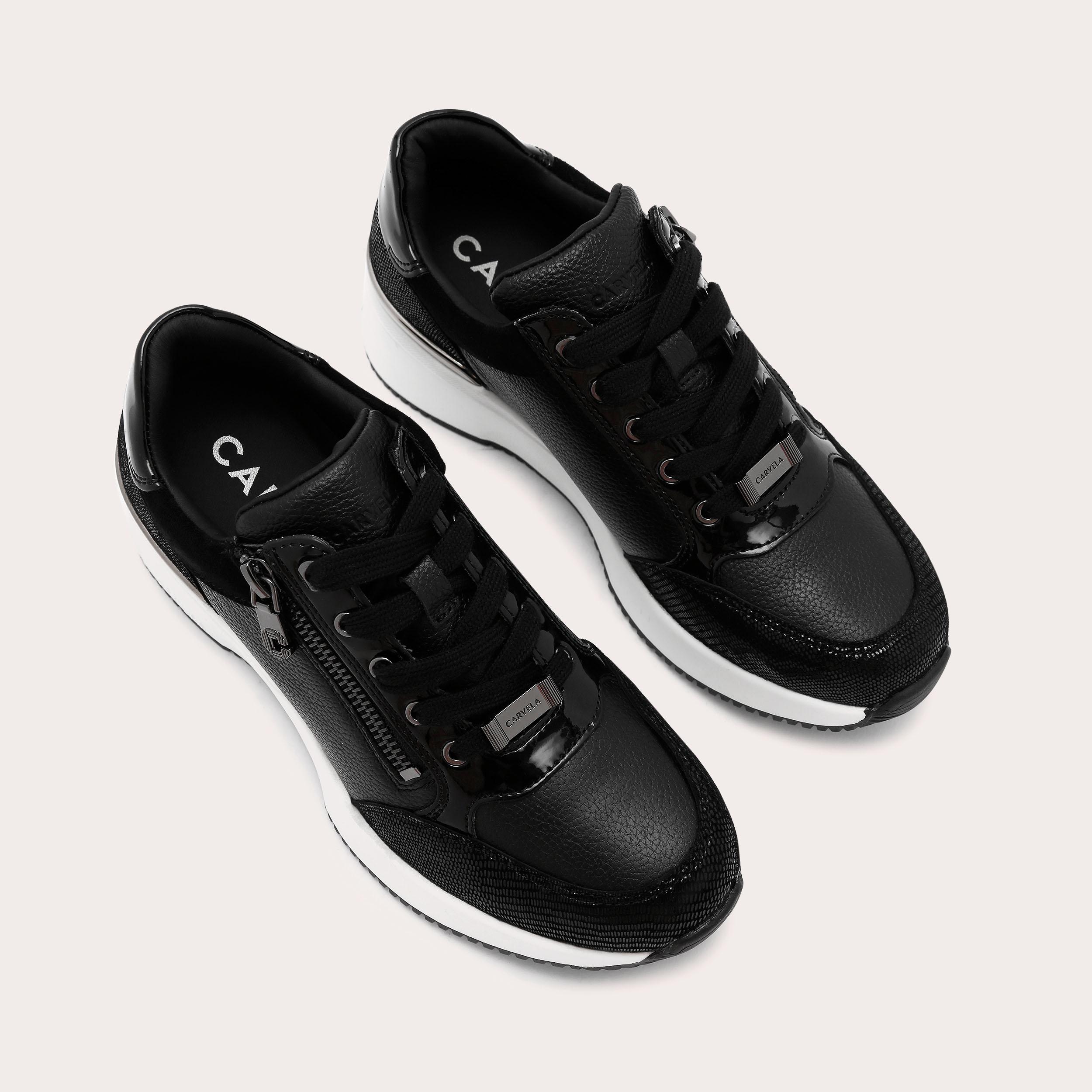 SKYLINE WEDGE SNEAKER Black Wedge Trainer by CARVELA
