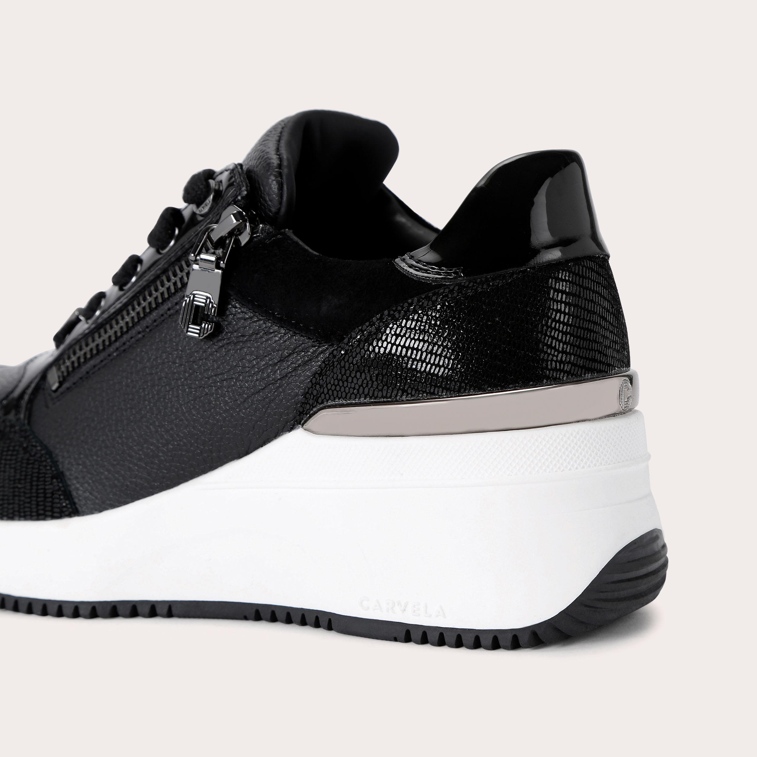 SKYLINE WEDGE SNEAKER Black Wedge Trainer by CARVELA