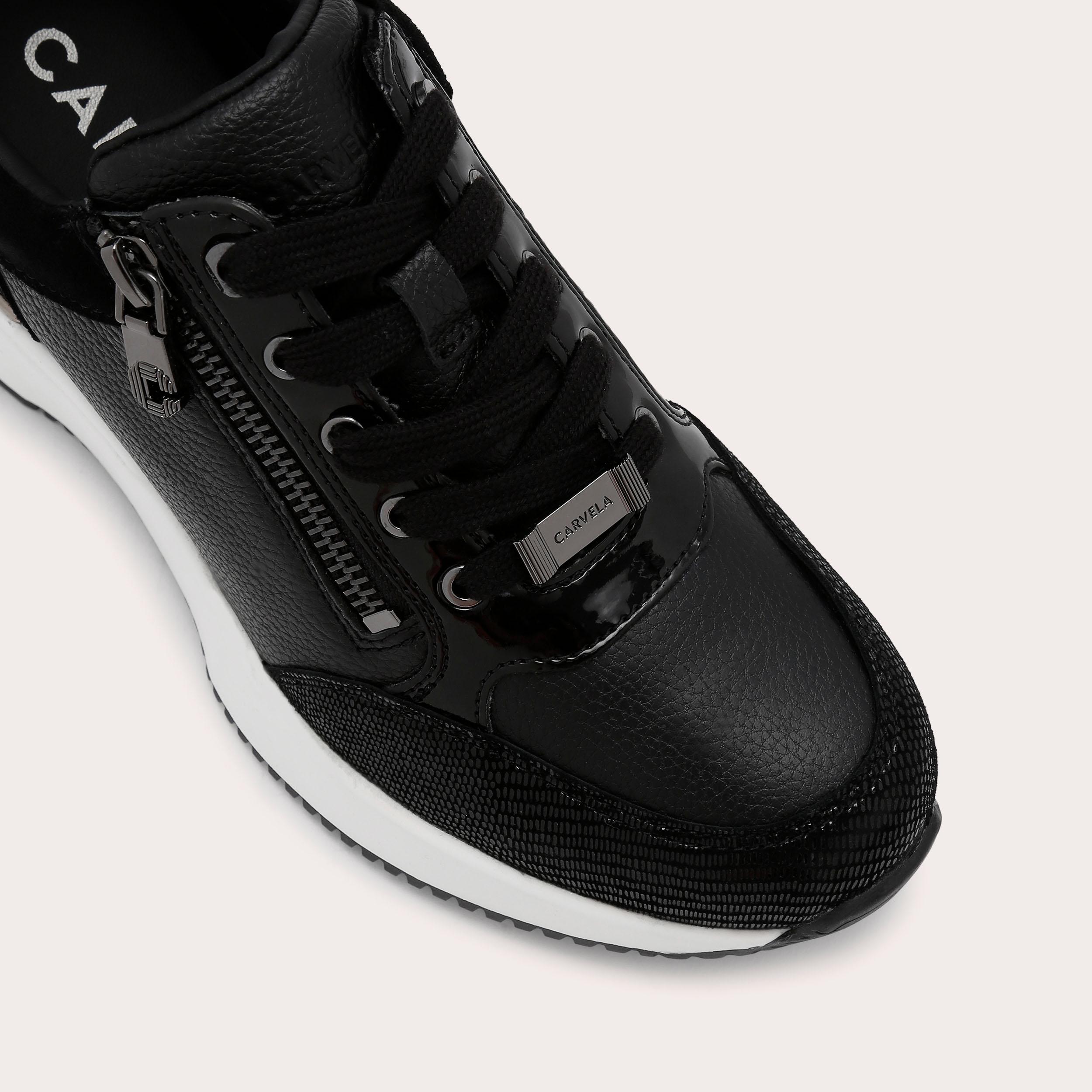 SKYLINE WEDGE SNEAKER Black Wedge Trainer by CARVELA