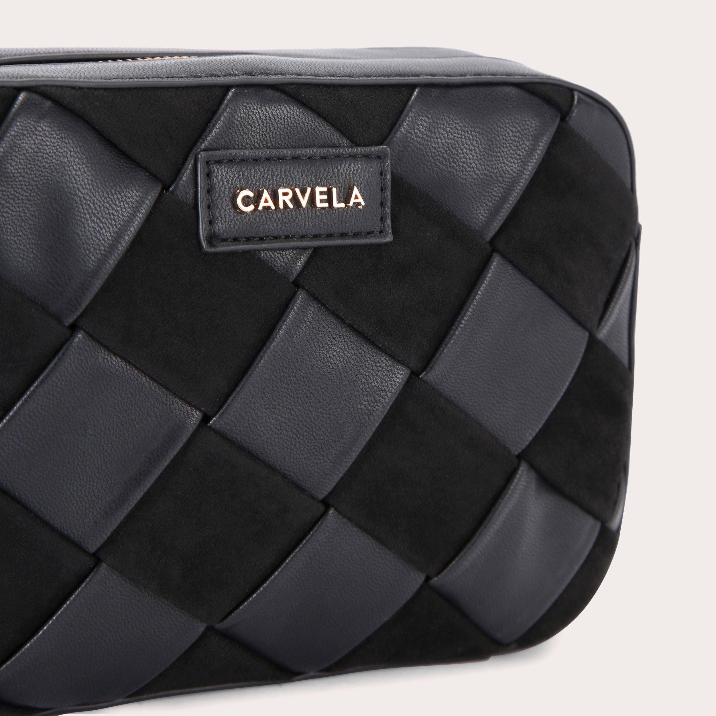LEXI WEAVE XBODY Black Woven Cross Body Bag by CARVELA