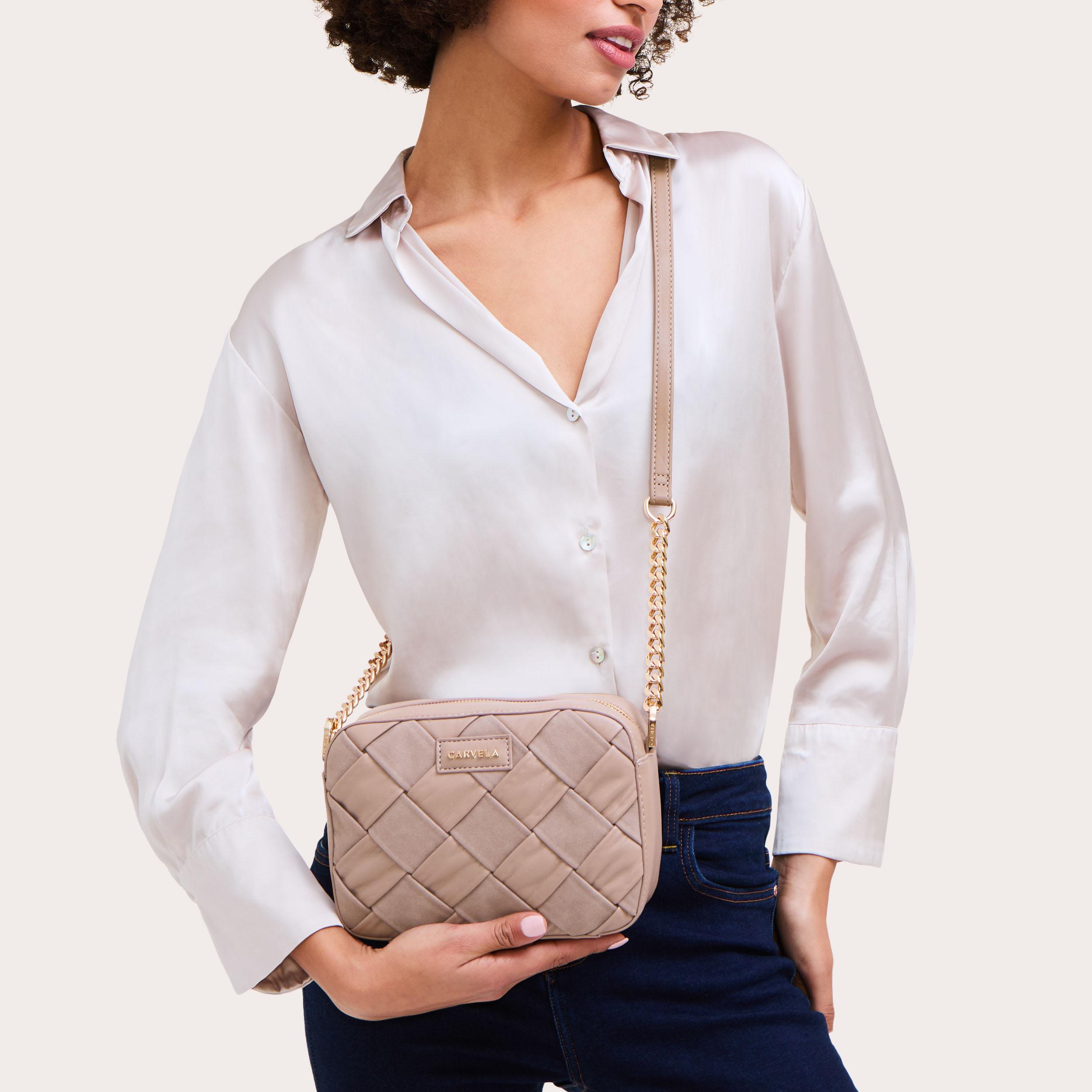 LEXI WEAVE XBODY Taupe Synthetic Cross Body Bag by CARVELA