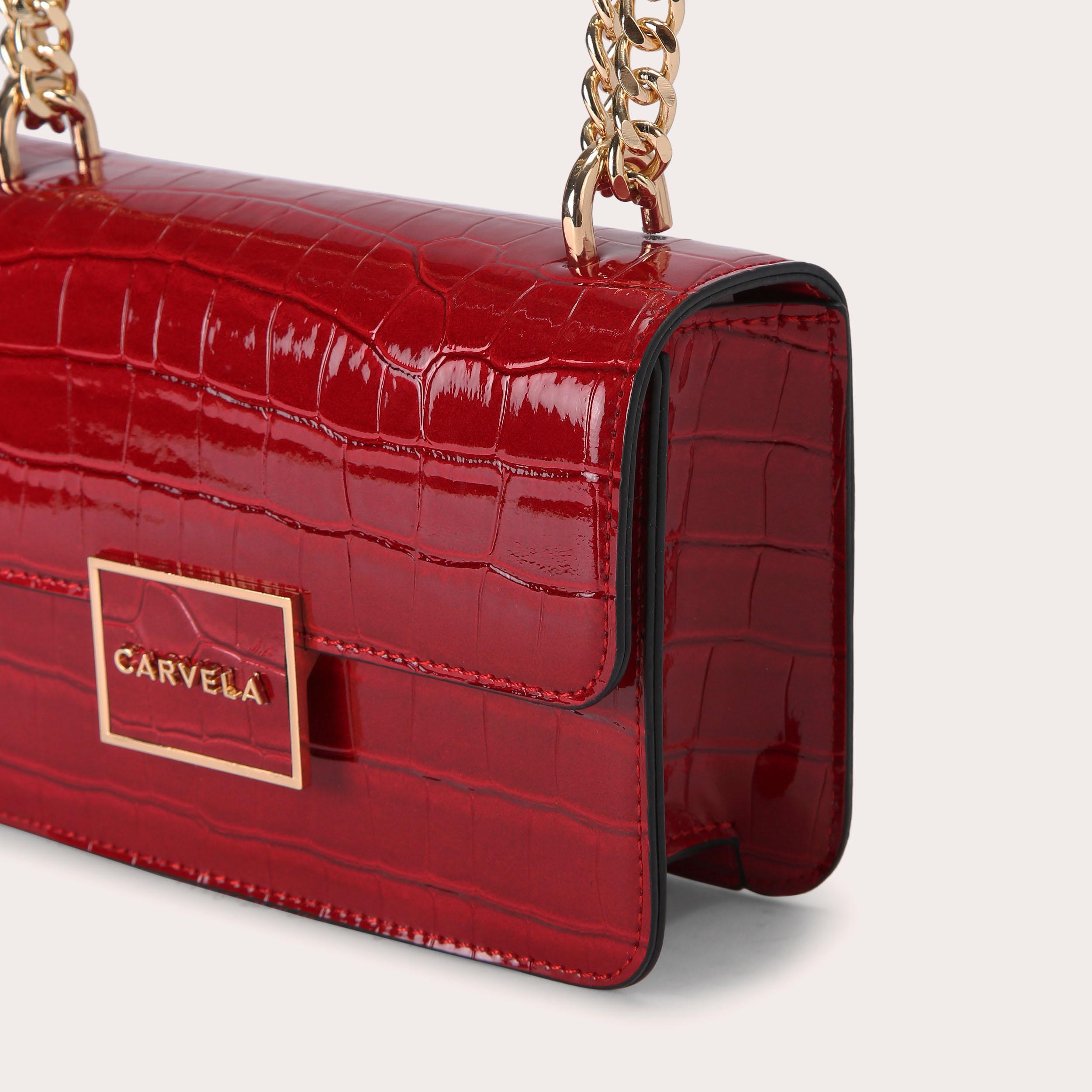 JESSICA SHOULDER BAG Red Croc Cross Body Bag by CARVELA