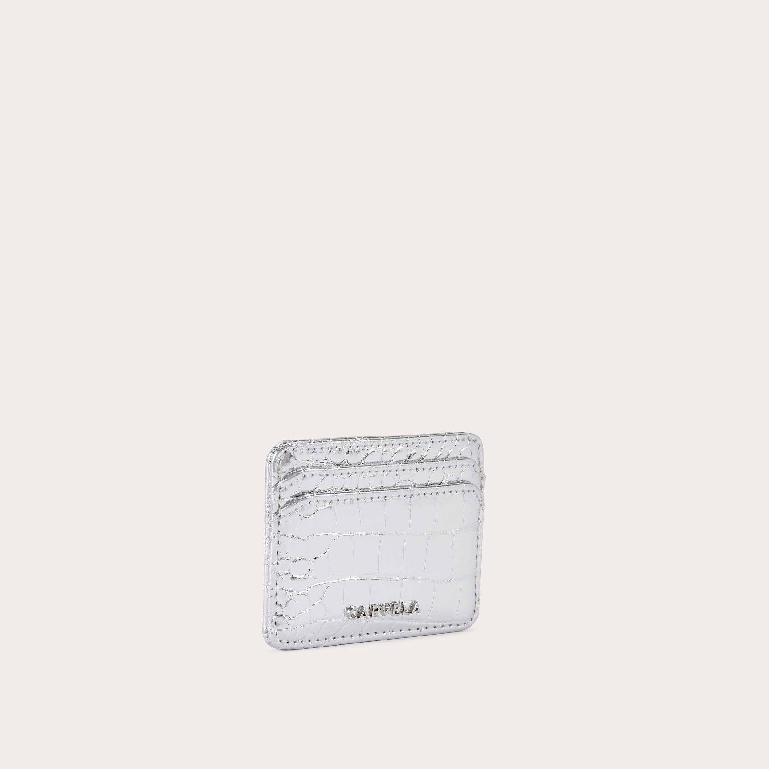 JESSICA CARD HOLDER Silver Croc Printed Card Holder by CARVELA