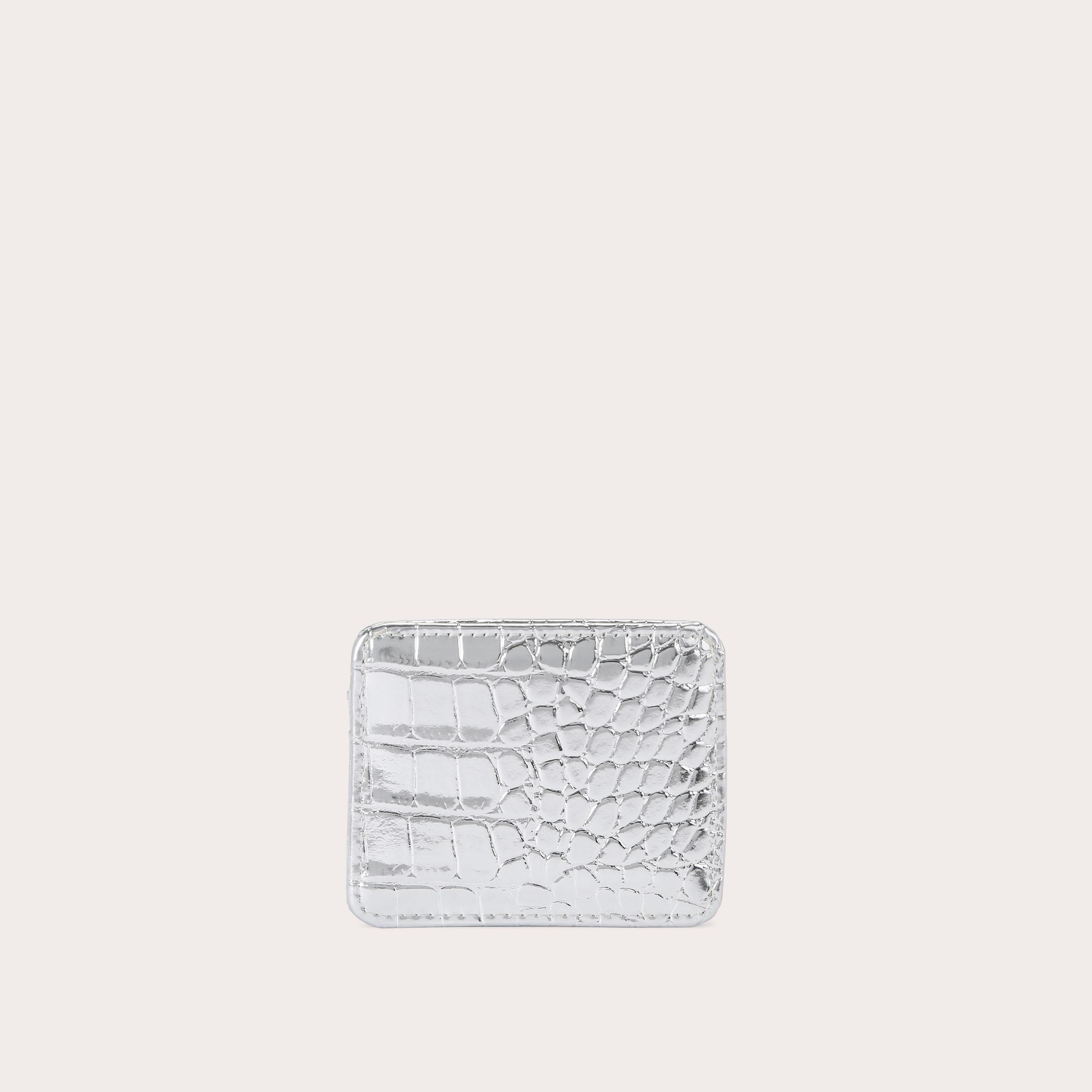 JESSICA CARD HOLDER Silver Croc Printed Card Holder by CARVELA