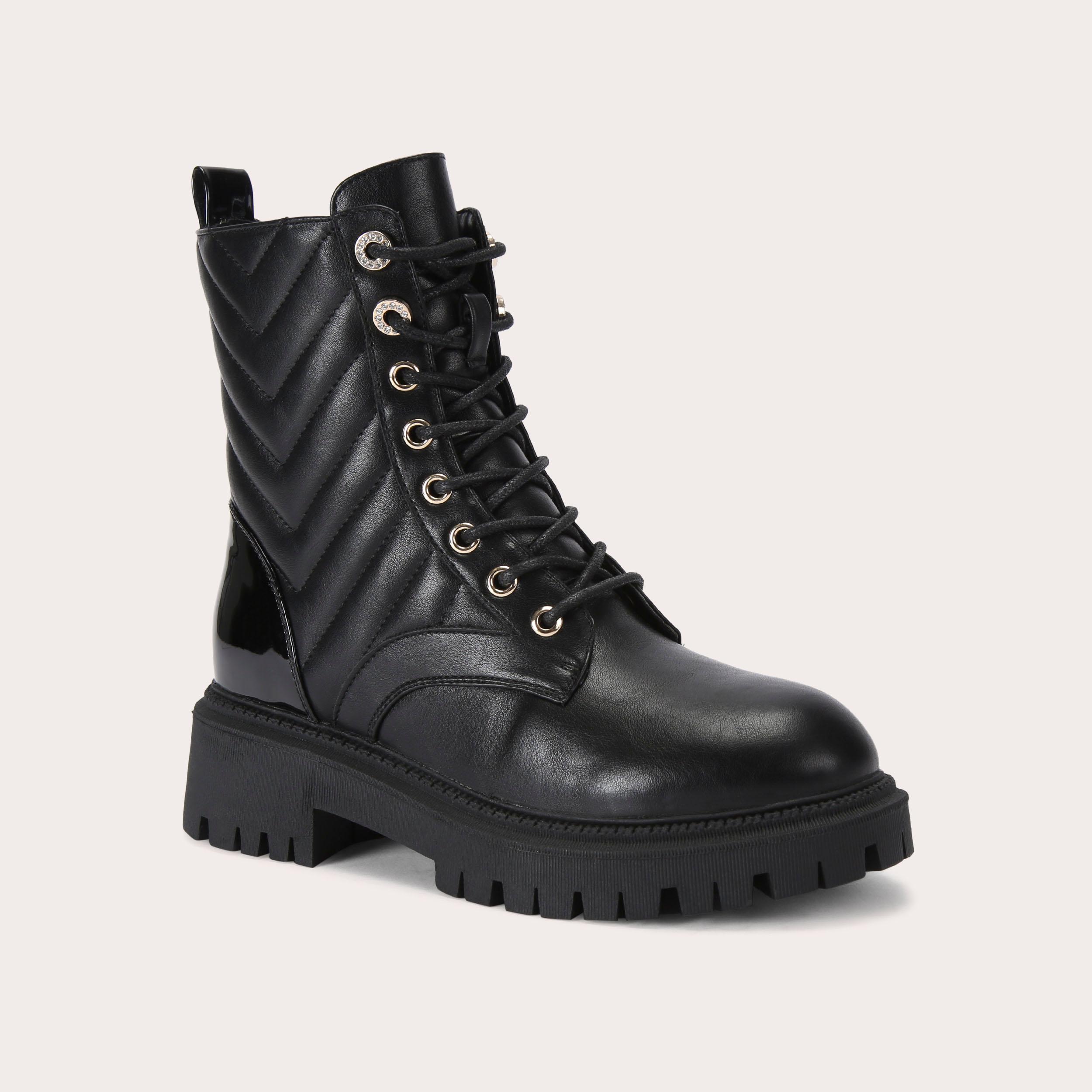 ACE LACE UP Black Combat Boot by CARVELA
