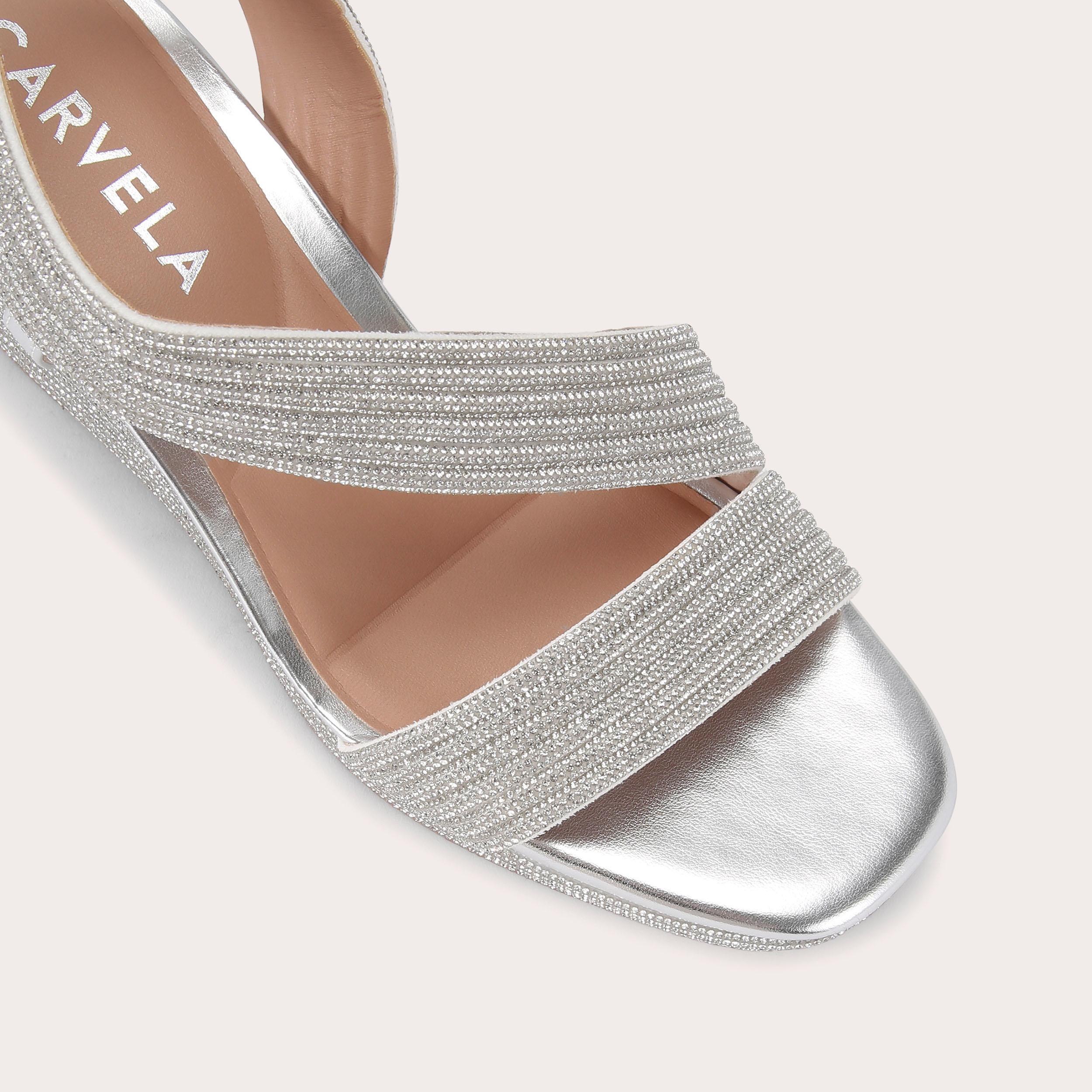 GALA WEDGE JEWEL 70 Silver Crystal Wedge Heel by CARVELA