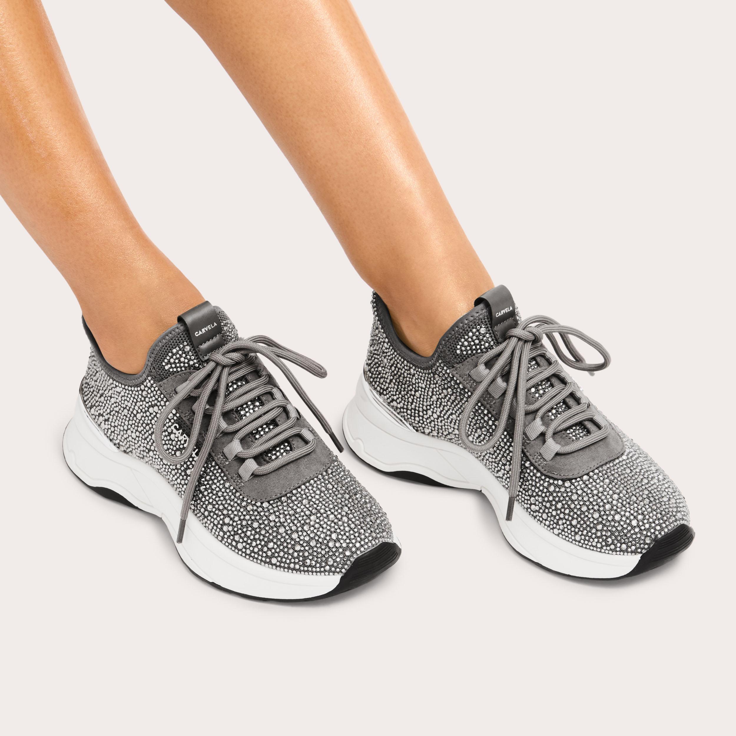 SWIFT JEWEL RUNNER Pewter Jewel Fabric Sneaker by CARVELA