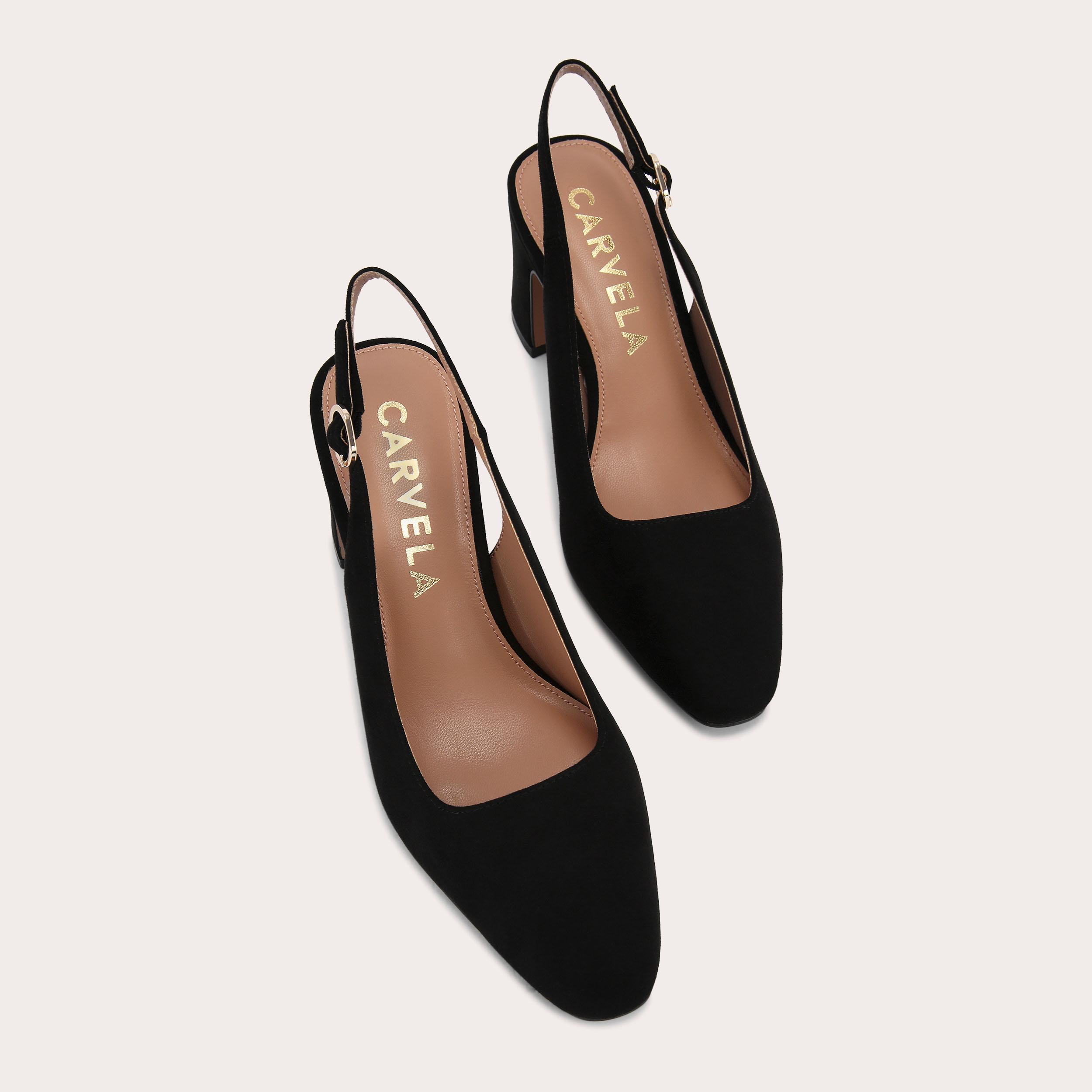 SOFIA SLING Black Microsuede Heel by CARVELA
