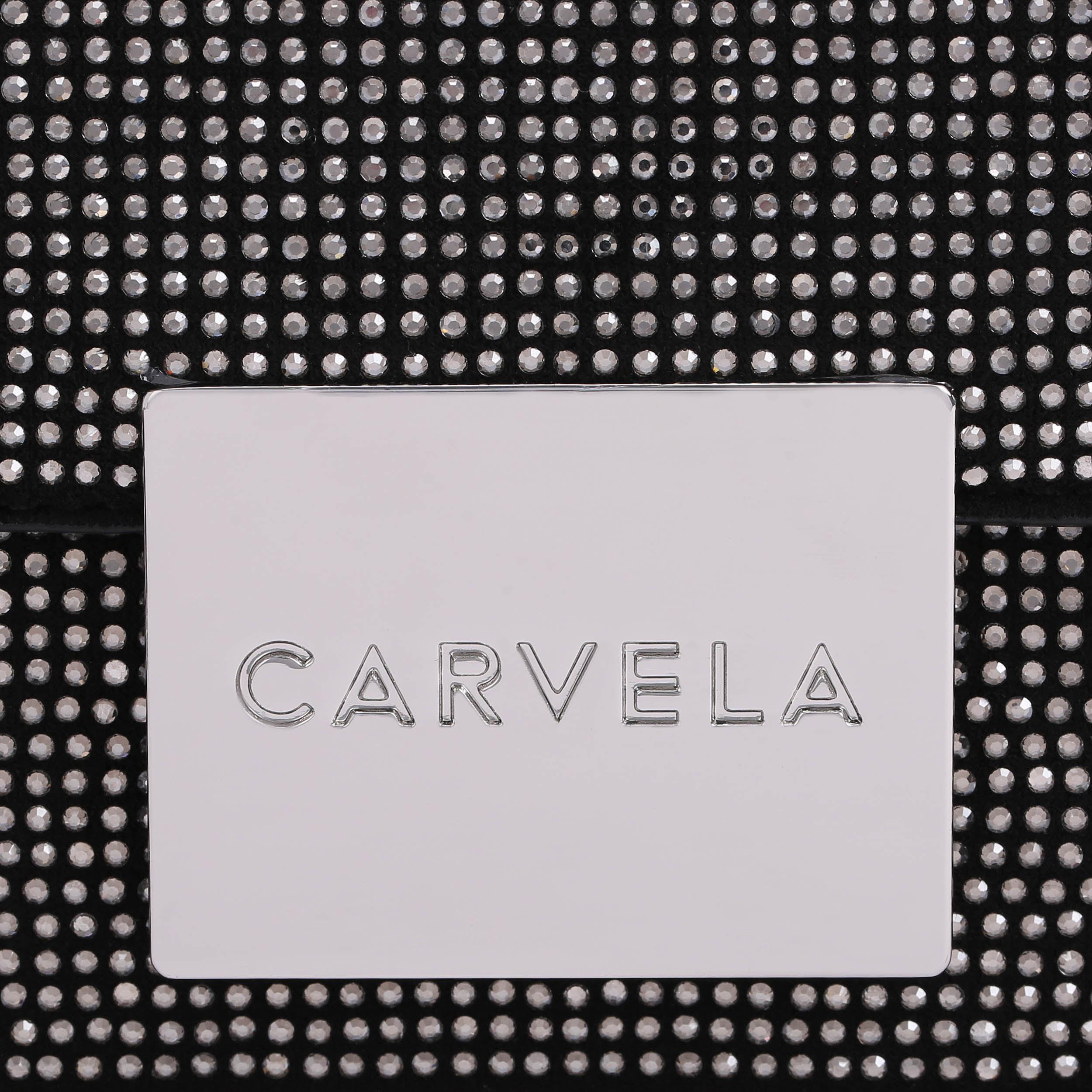 BEE MINI XBODY Black Fabric Crystal Cross Body Strap by CARVELA