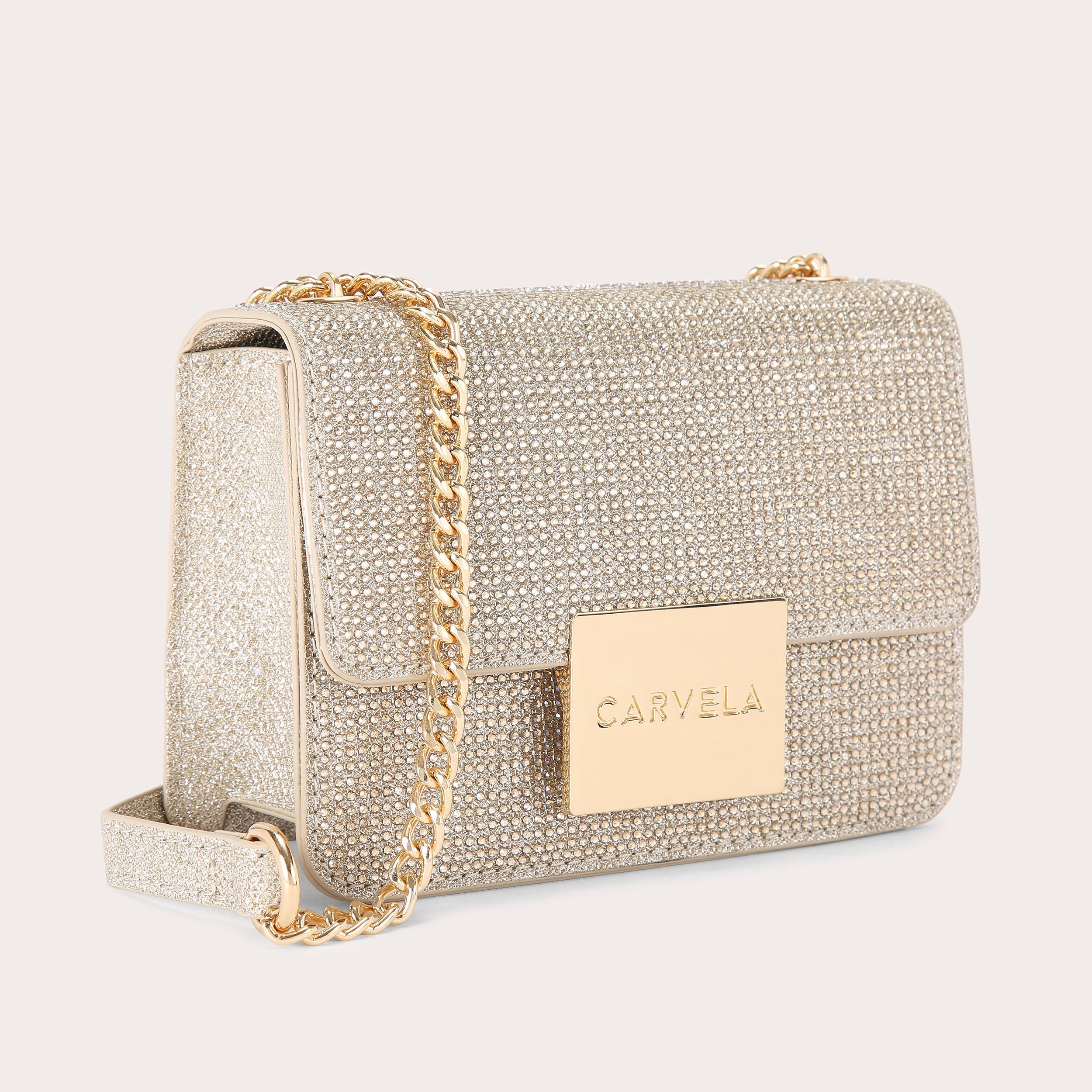 BEE MINI XBODY Gold Glitter Cross Body Bag by CARVELA