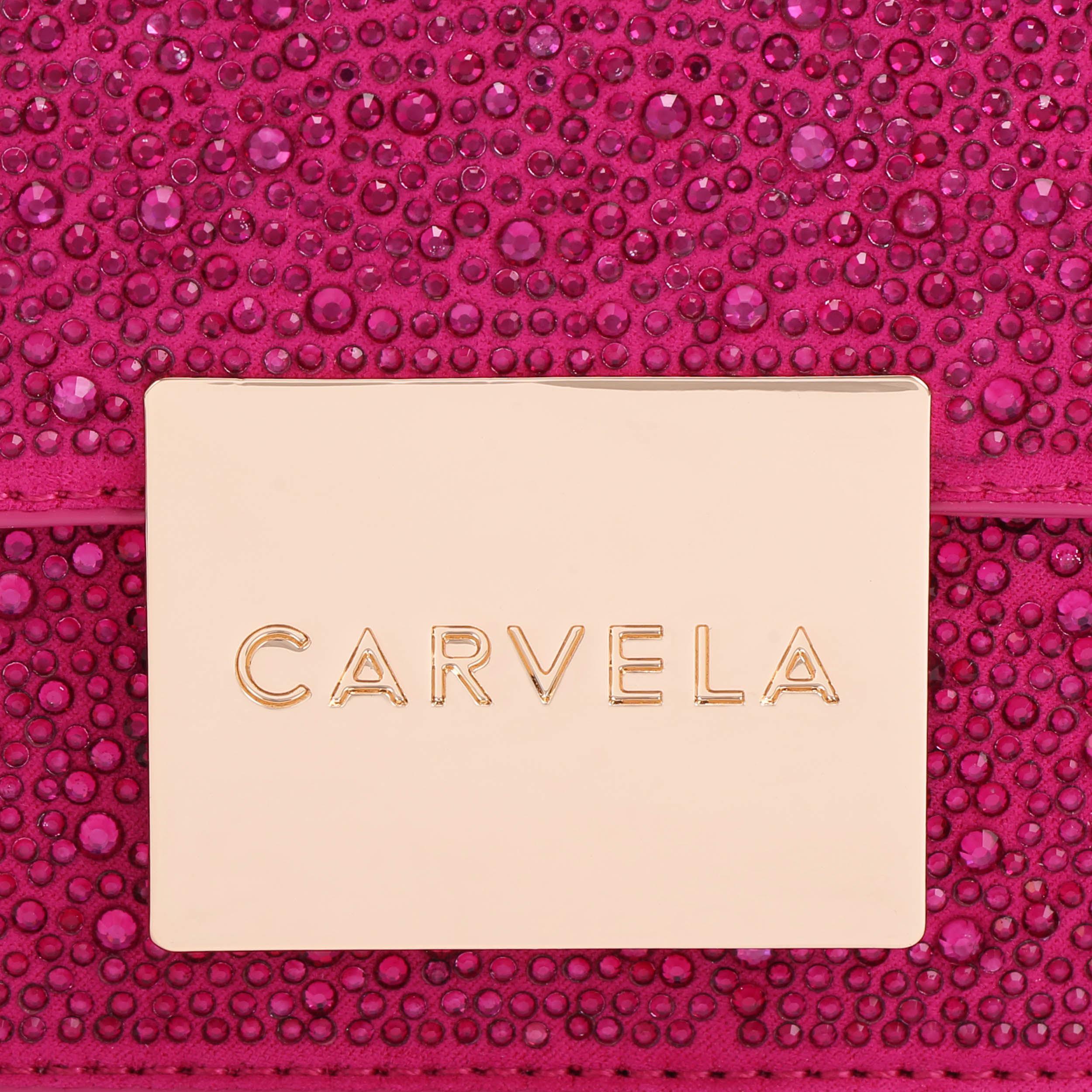 BEE MINI XBODY Fuchsia Fabric Crystal Cross Body Strap by CARVELA