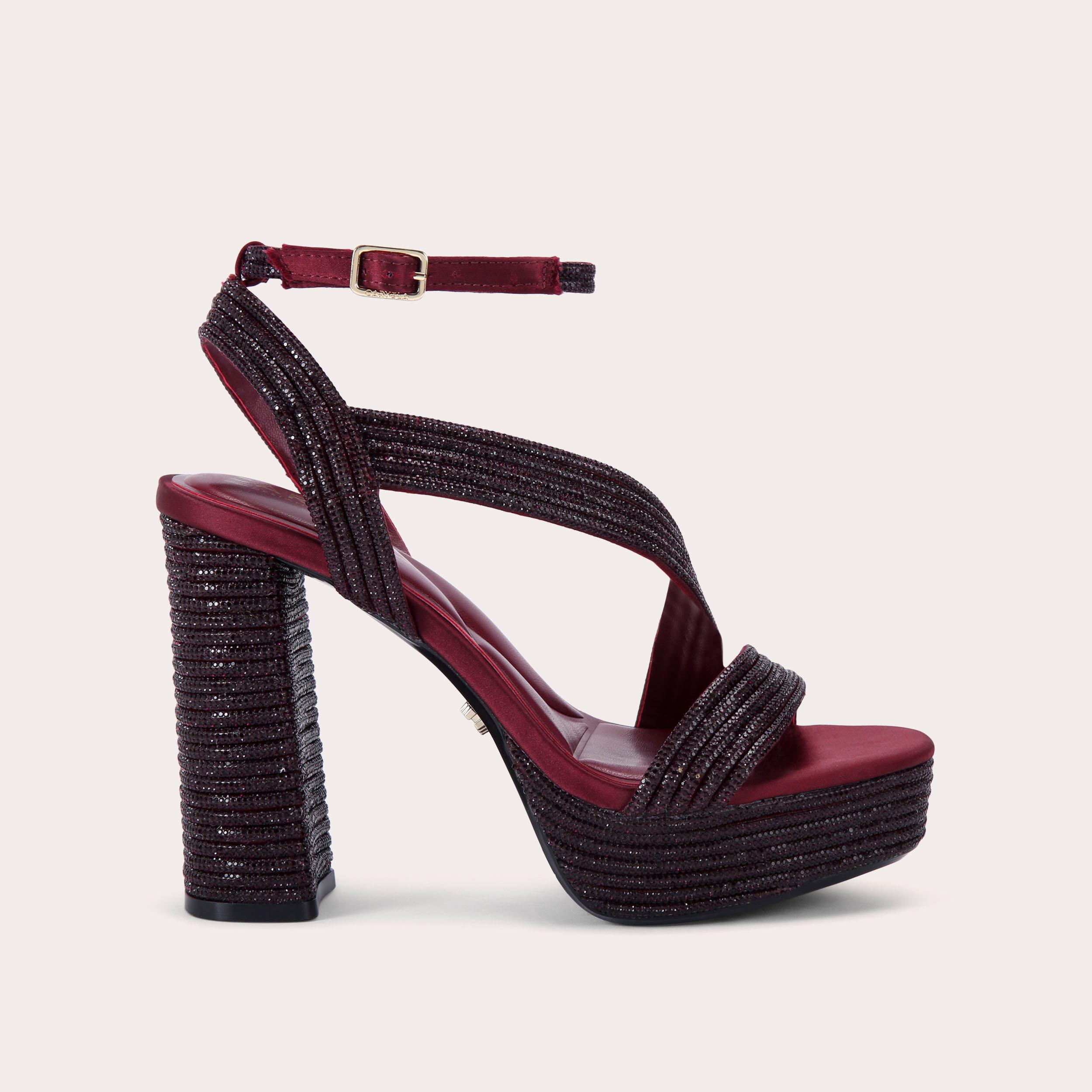 GALA PLATFORM JEWEL Wine Crystal Heel by CARVELA