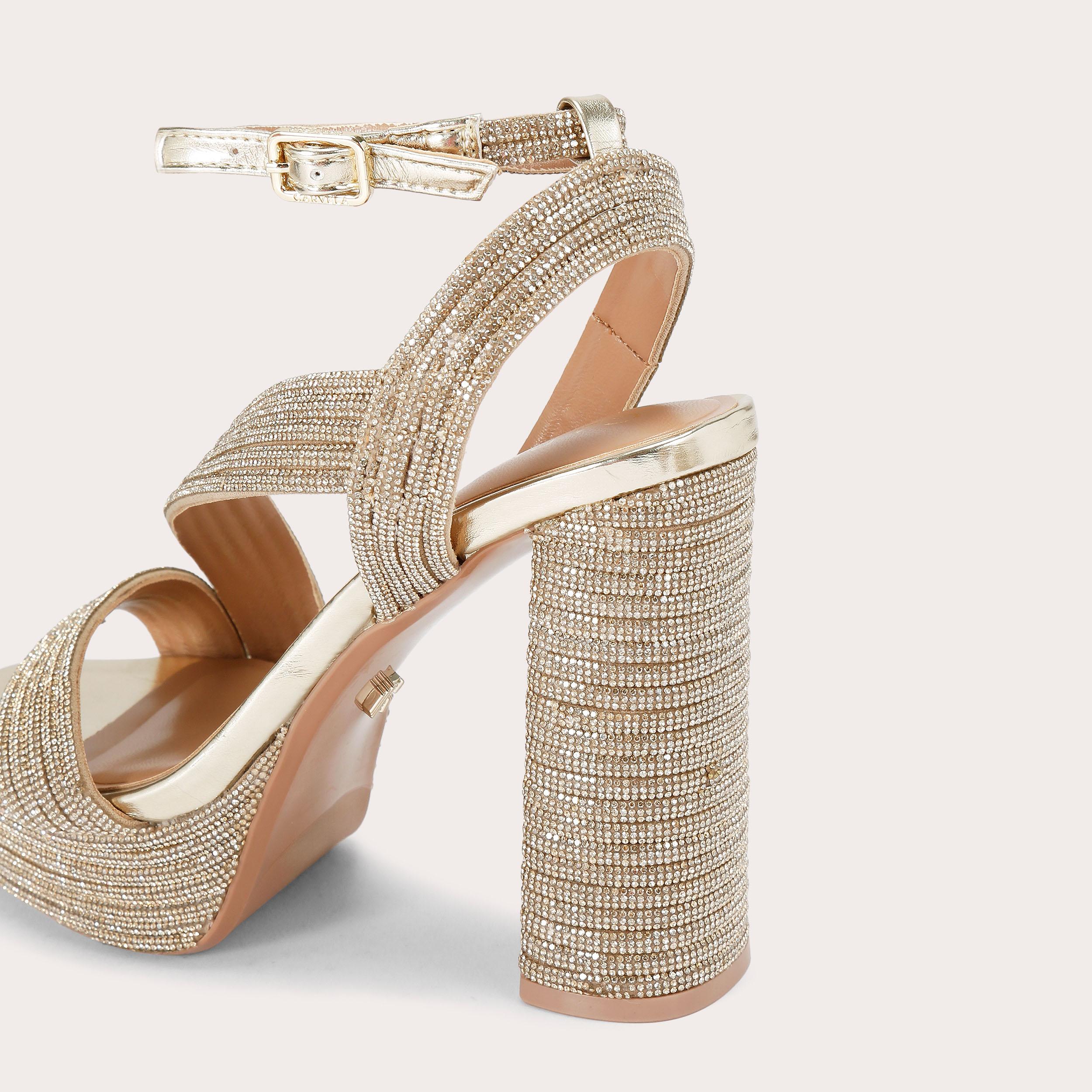 GALA PLATFORM JEWEL Gold Crystal Platform Heel by CARVELA
