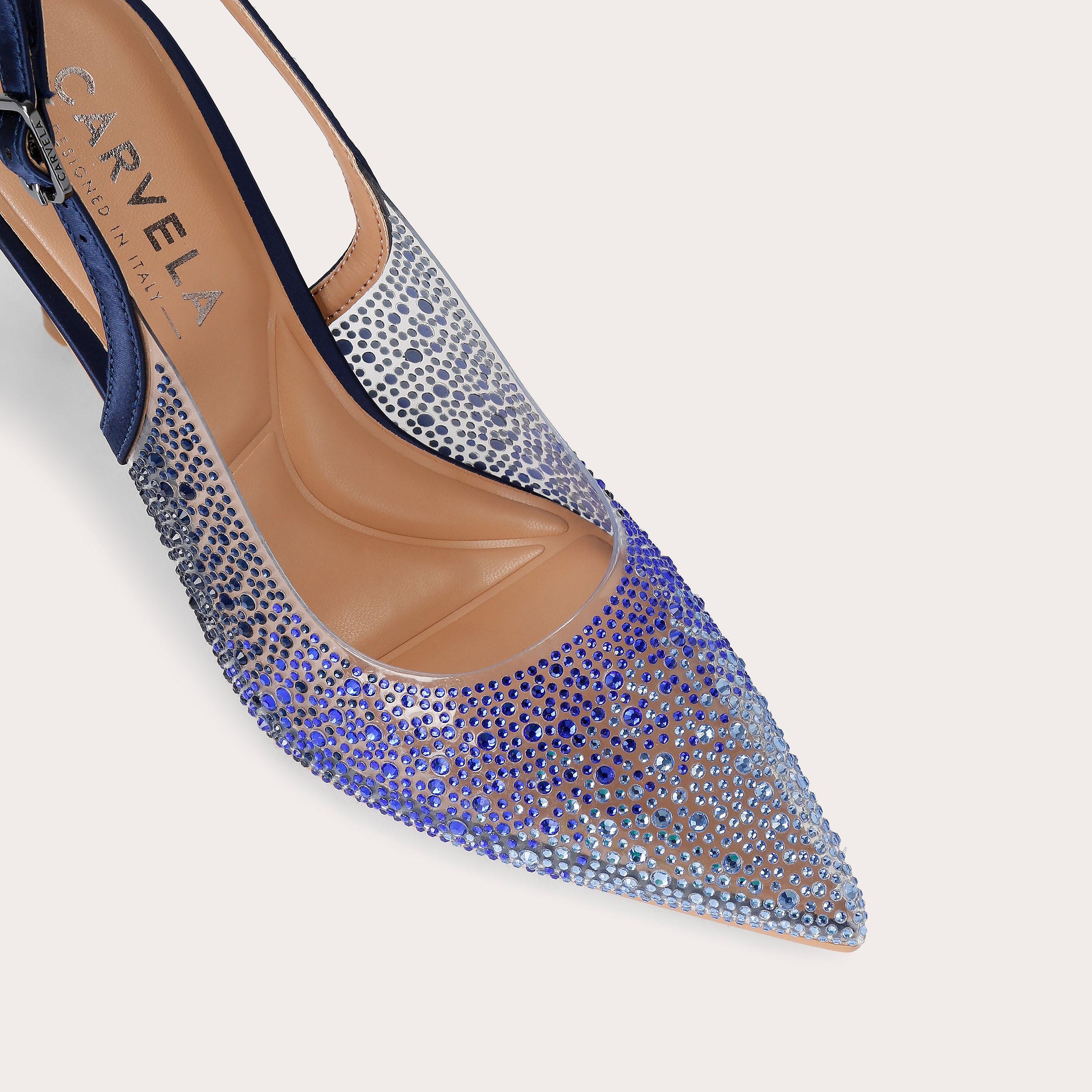 POSITANO VINYL SLING BACK Blue Crystal Slingback Heel by CARVELA