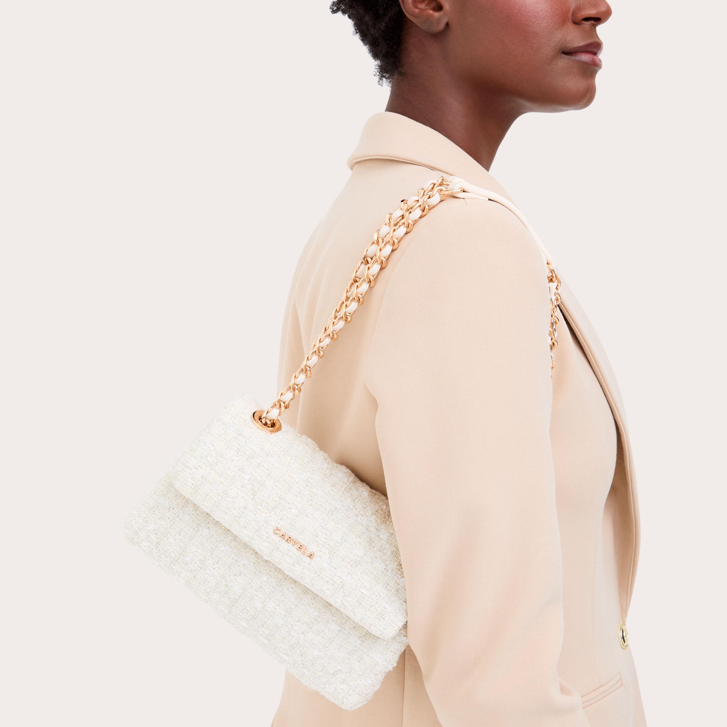 ROSA CHAIN SHOULDER Bone Tweed Shoulder Bag by CARVELA
