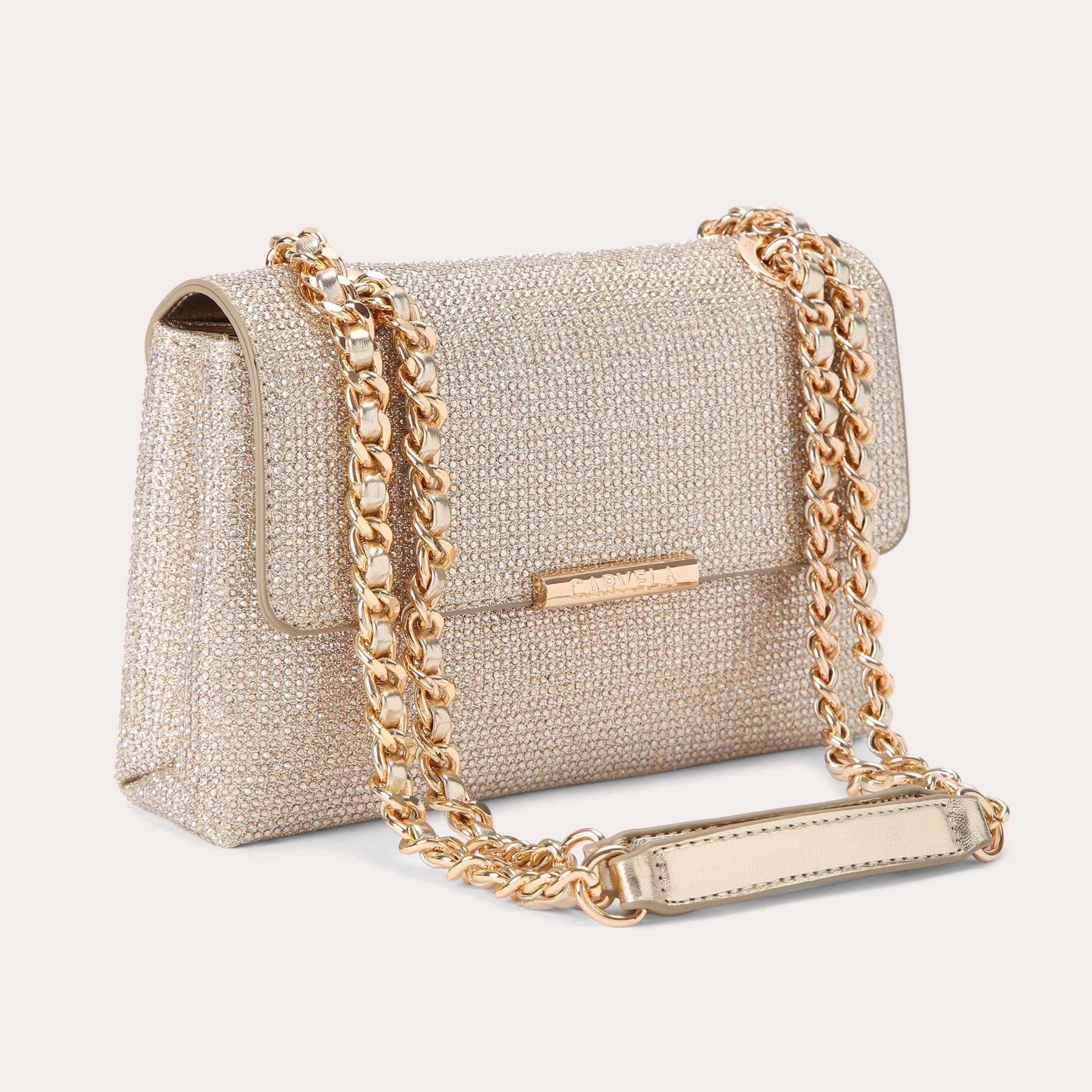 ROSA CHAIN SHOULDER Gold Crystal Shoulder Bag by CARVELA