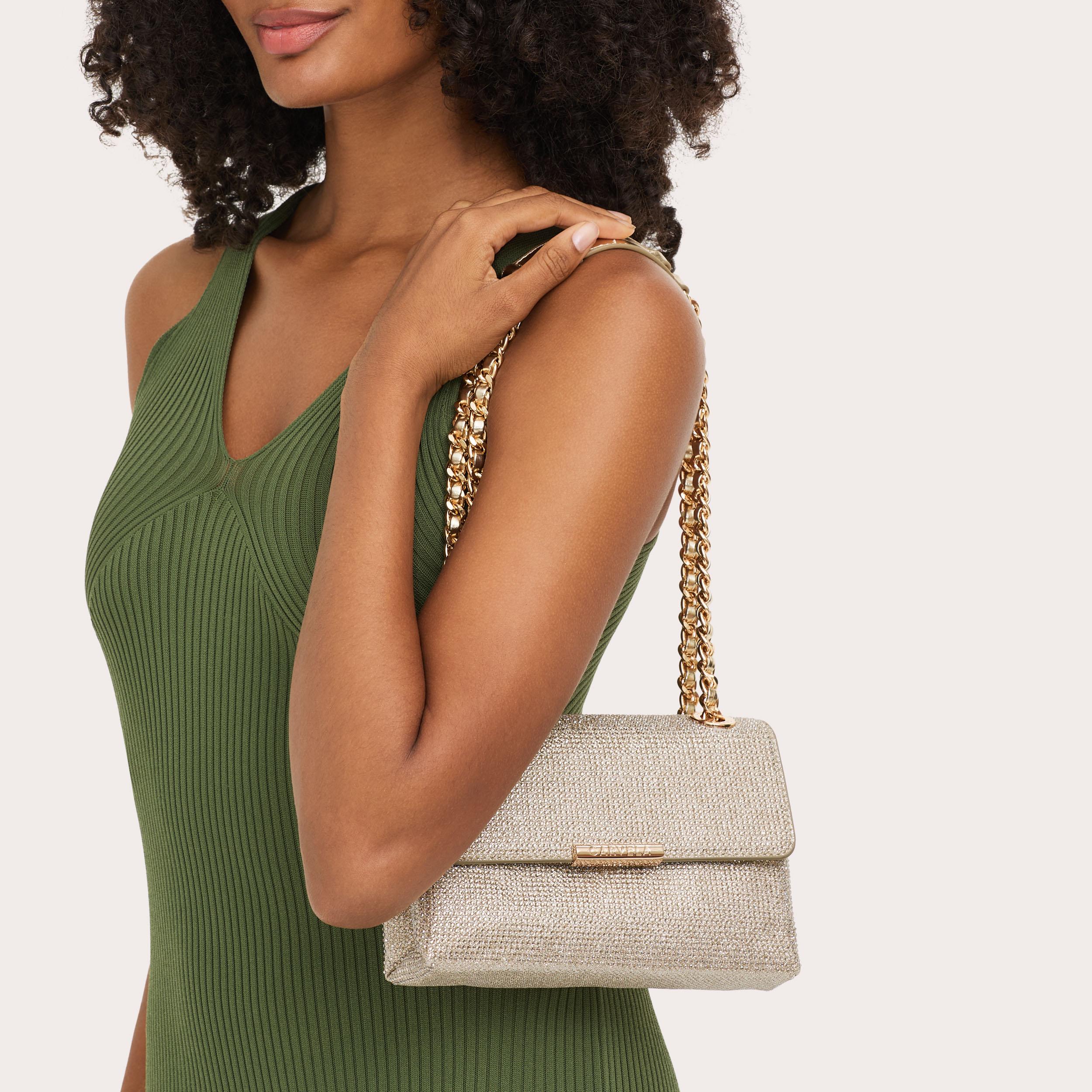 ROSA CHAIN SHOULDER Gold Crystal Shoulder Bag by CARVELA